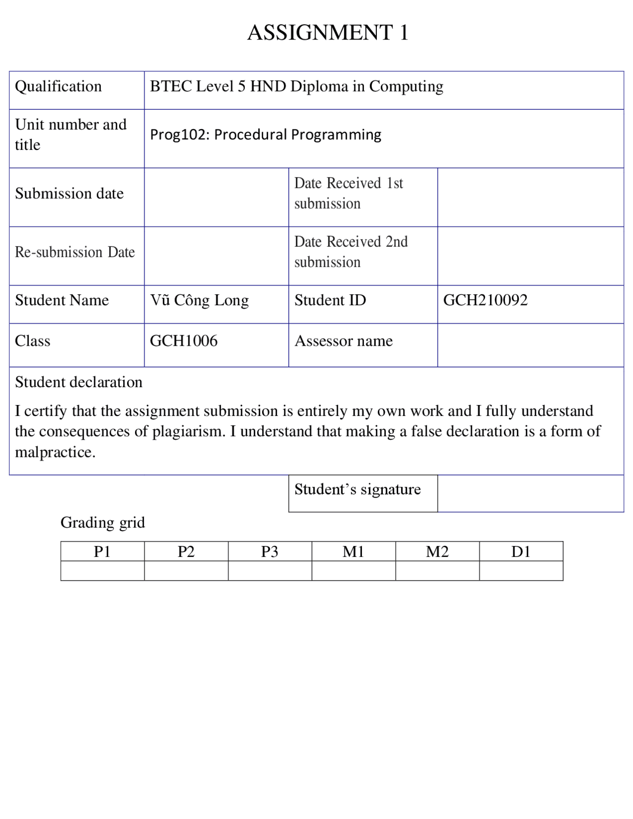 Assignment 1 Prog102 Greenwich Assignments C Programming Docsity 2900
