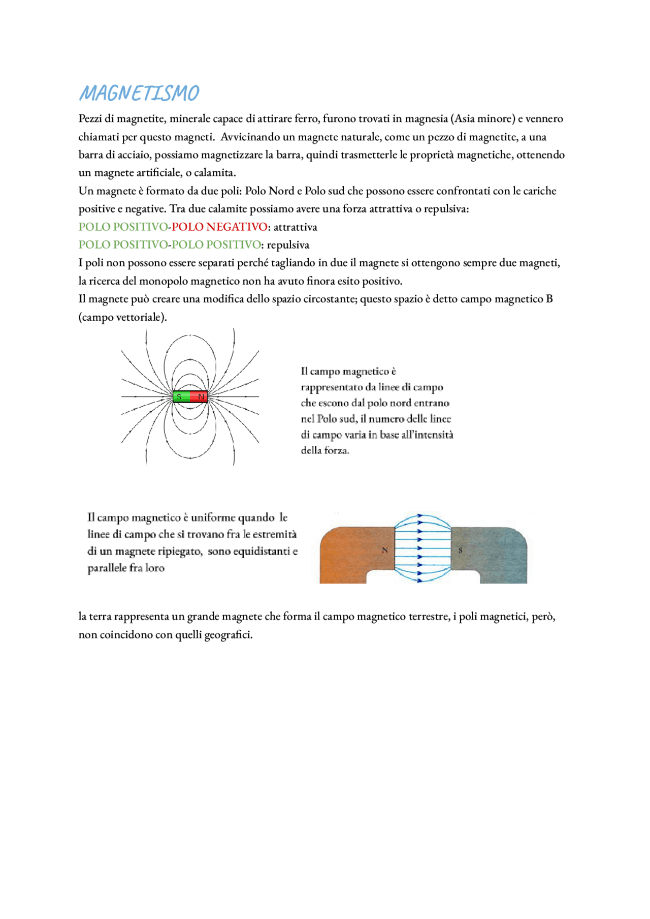 APPUNTI CON IMMAGINI SUL MAGNETISMO | Appunti di Fisica | Docsity