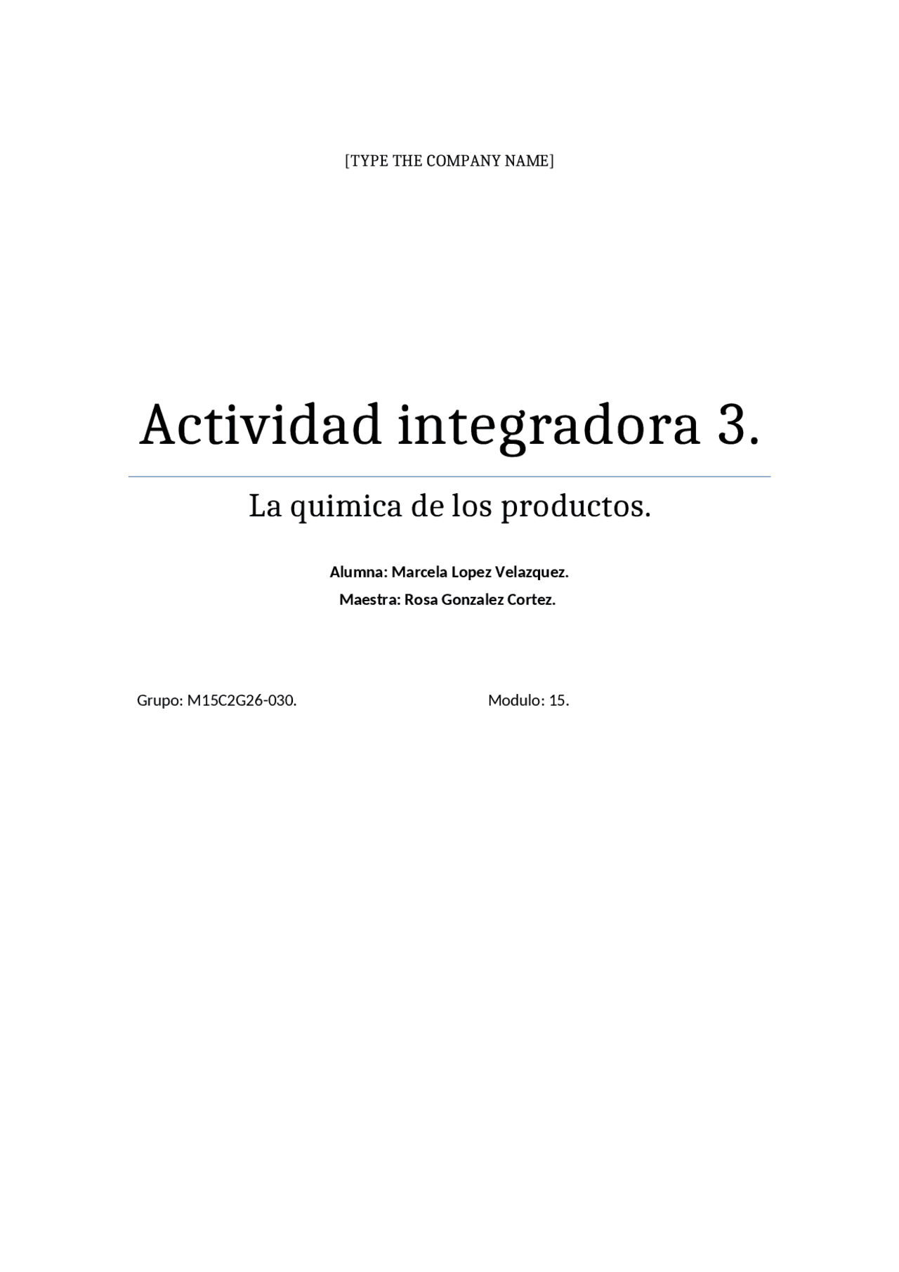 Actividad Integradora 3 Modulo 15 Ejercicios De Química Docsity
