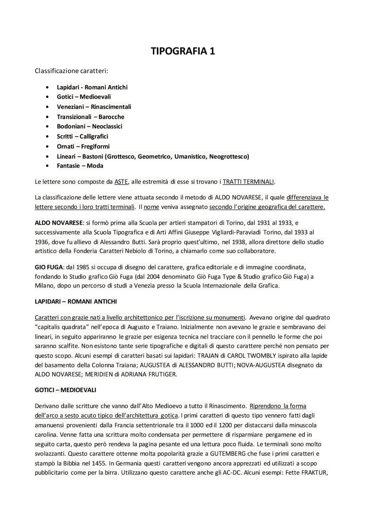 Appunti Tipografia Del Corso Di Design Della Comunicazione Schemi E