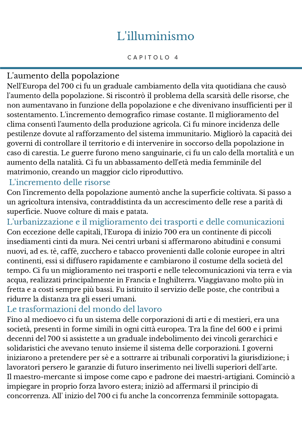 Lilluminismo Riassunto Appunti Di Storia Docsity
