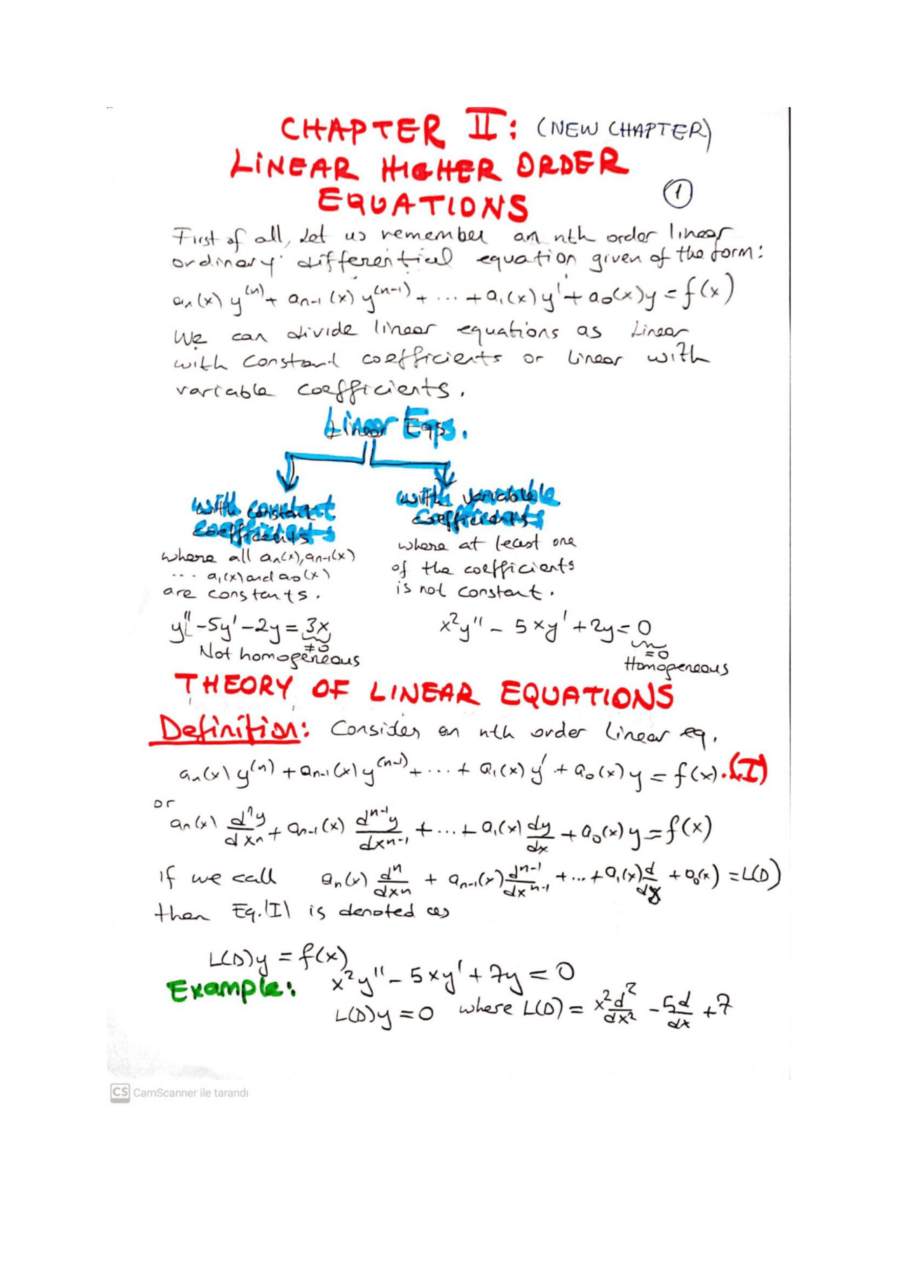 High order equations | Study notes Linear Algebra | Docsity