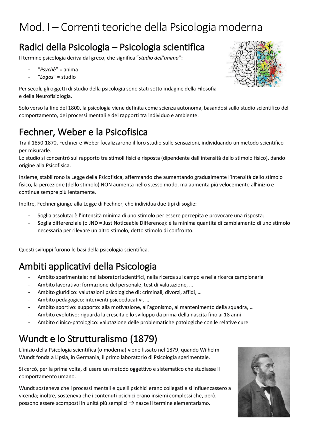 Modulo I Psicologia Generale Appunti Di Psicologia Generale Docsity
