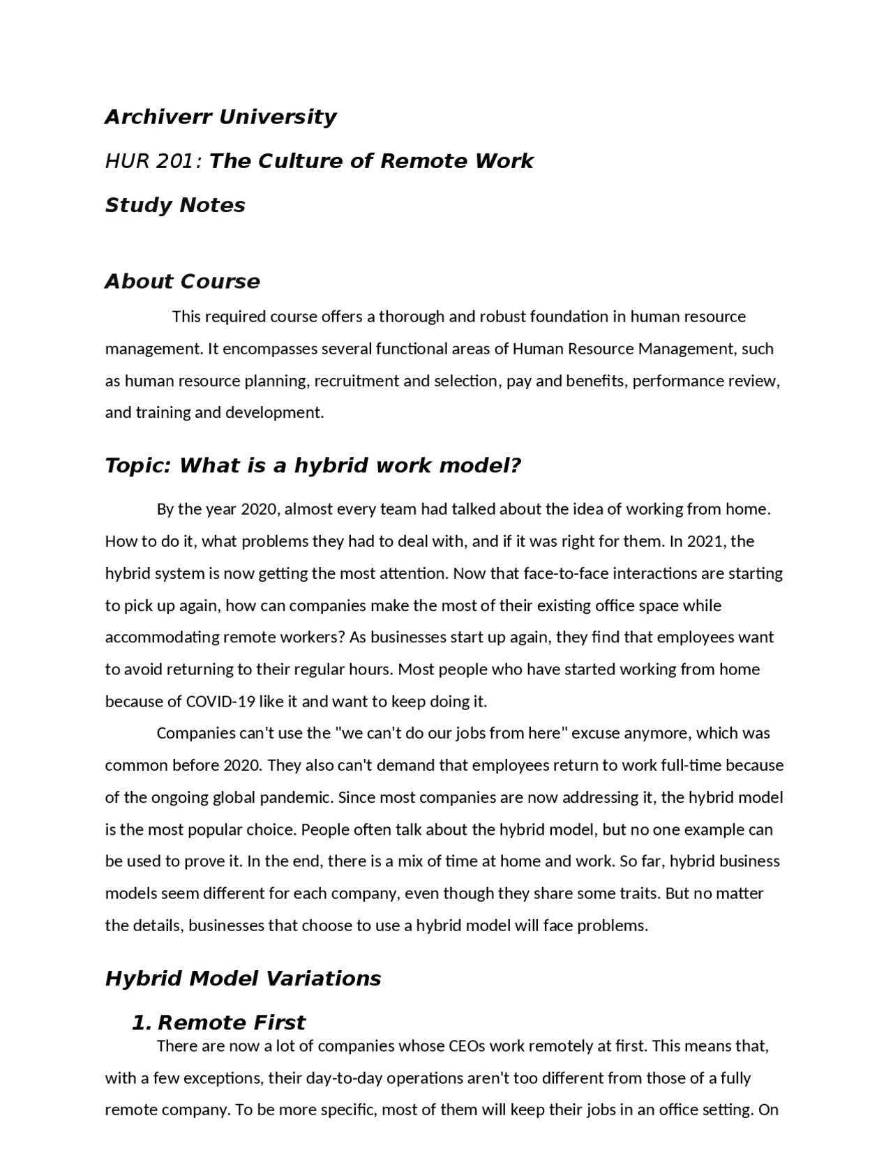 The Culture of Remote Work Study Notes: What is a Hybrid Work Model ...