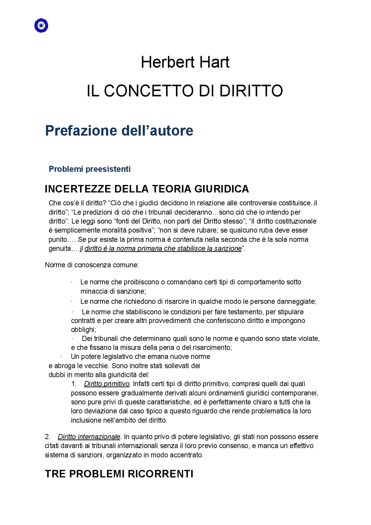 Herbert Hart Il Concetto Di Diritto Schemi E Mappe Concettuali Di