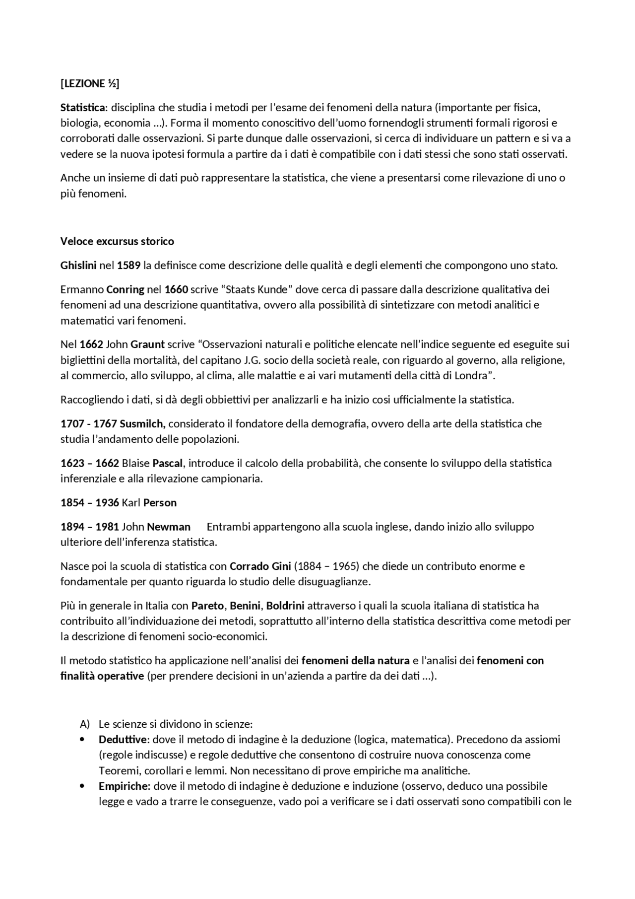 Statistica Unimib Schemi E Mappe Concettuali Di Statistica Docsity