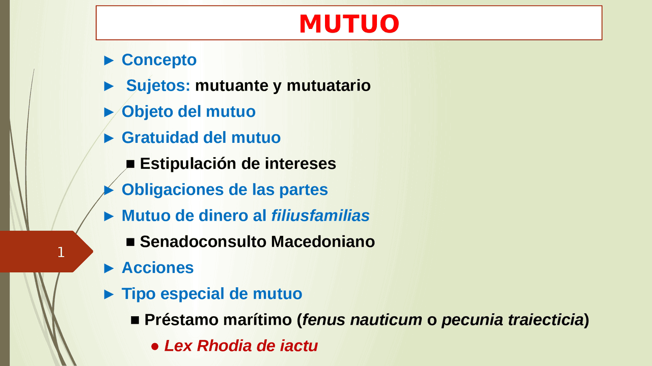 Mutuos: Concepto, Sujetos, Objetos y Obligaciones | Diapositivas de ...