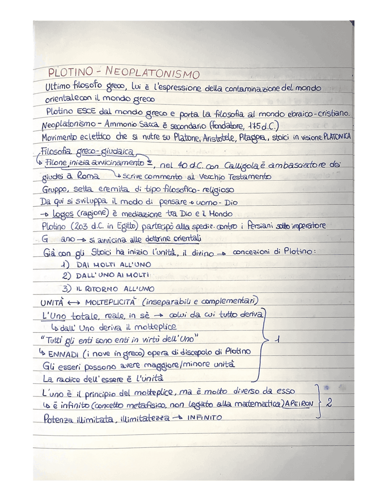 Appunti su Plotino e Neoplatonismo, Scolastica, Patristica | Schemi e mappe concettuali di ...