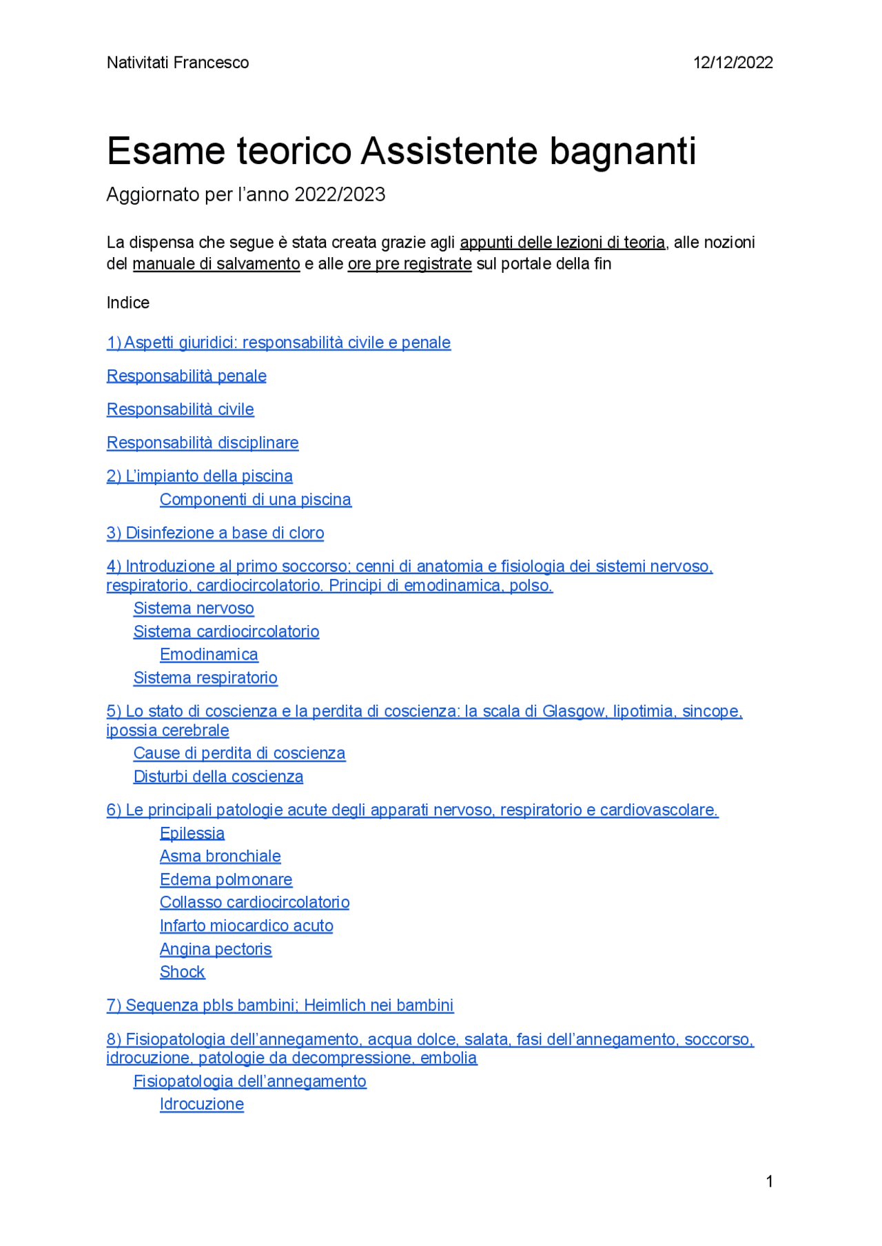 Appunti Per Prepararsi Allesame Di Assistente Bagnanti Sintesi Del