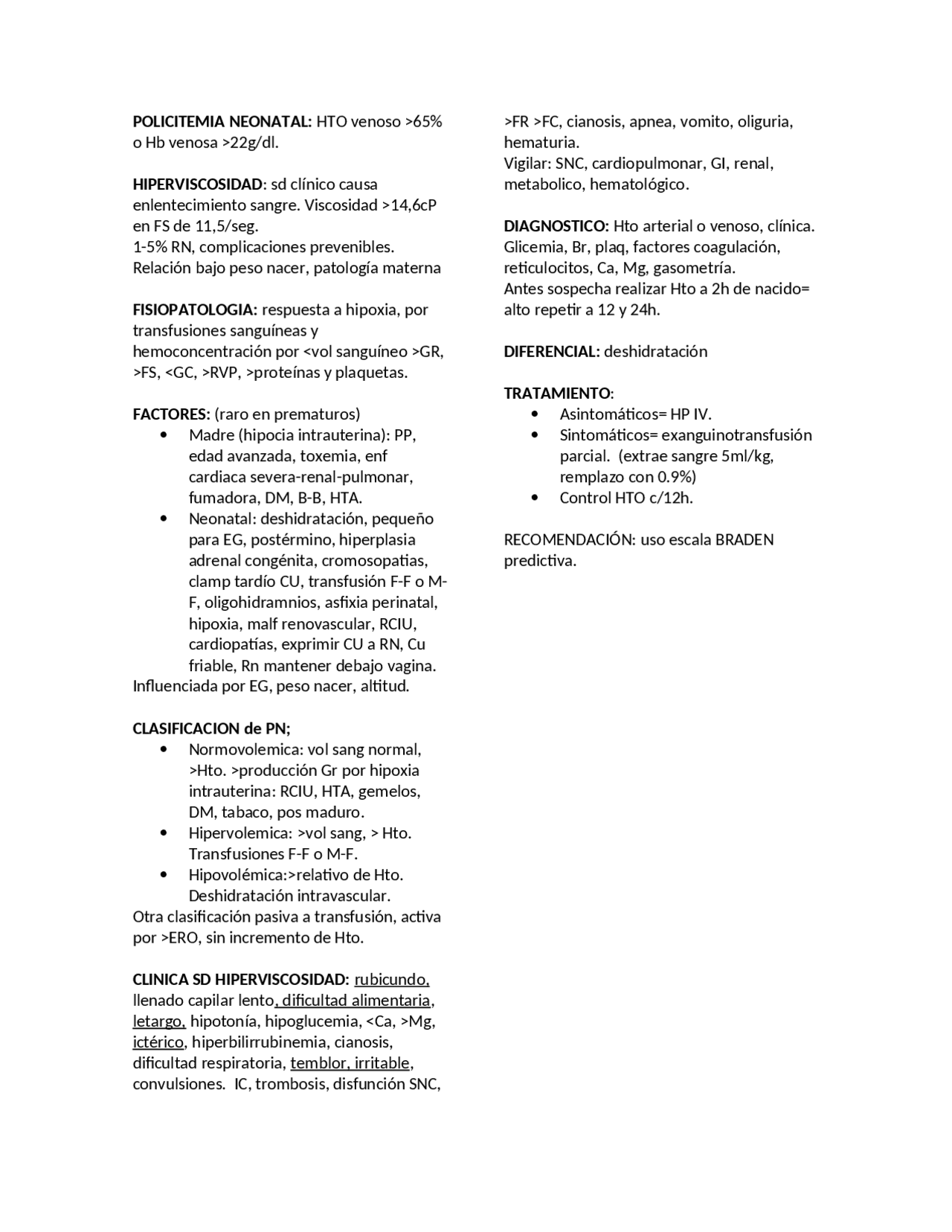Policitemia Neonatal Resúmenes De Pediatría Docsity