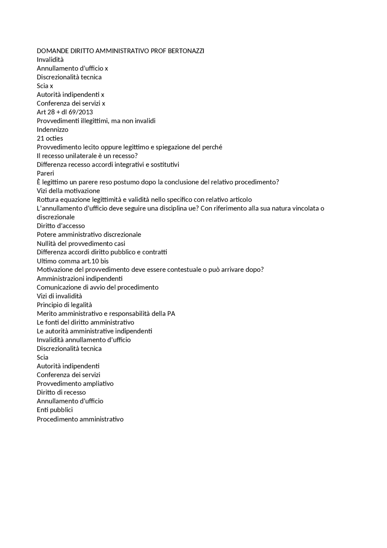 Domande Diritto Amministrativo Prove Desame Di Diritto