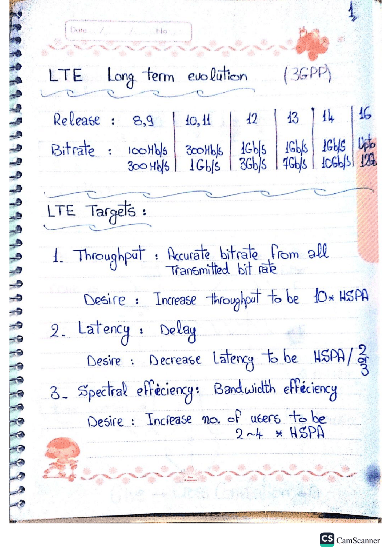 LTE Communication lectures | Study notes Communications Engineering ...