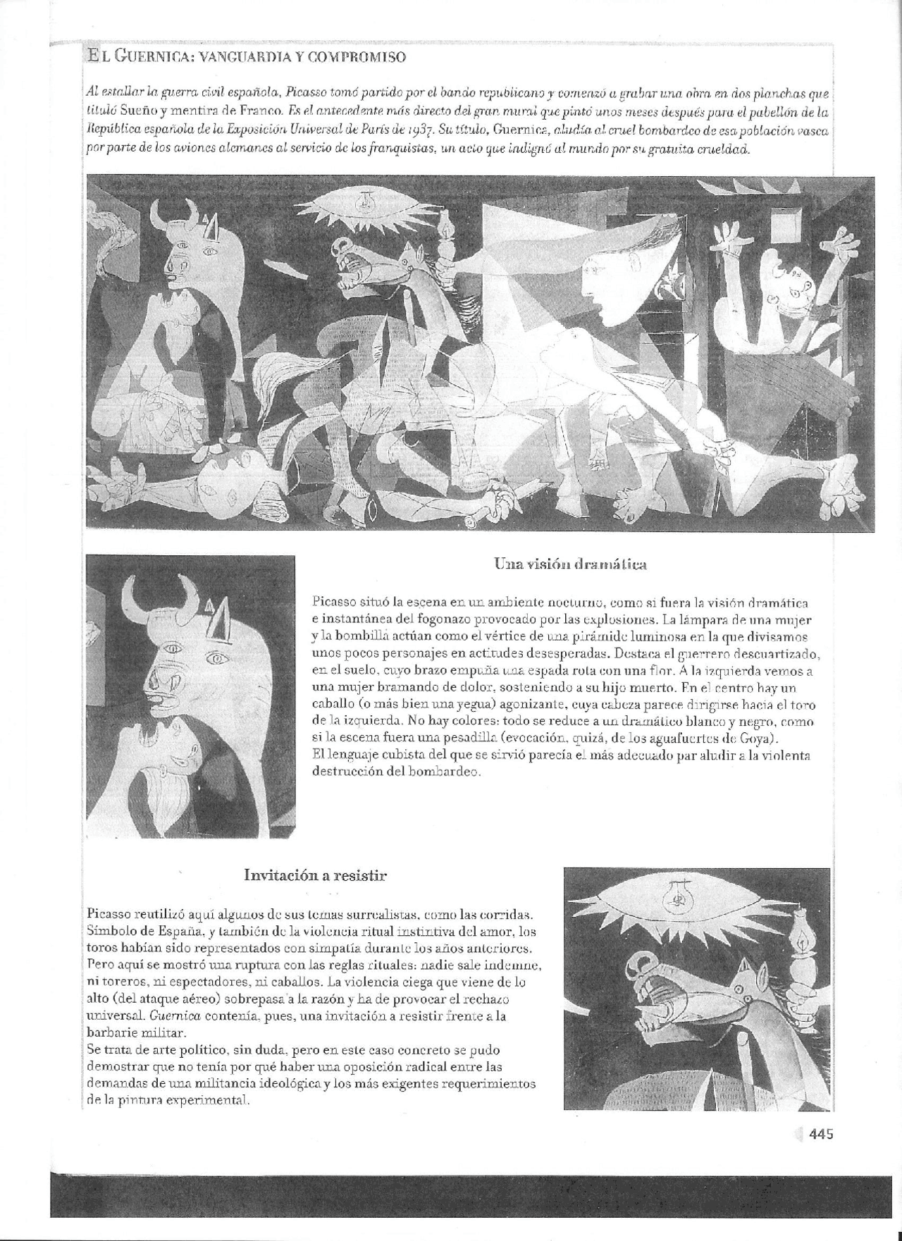 Descrizione del quadro di Picasso Guernica in spagnolo | Schemi e mappe ...