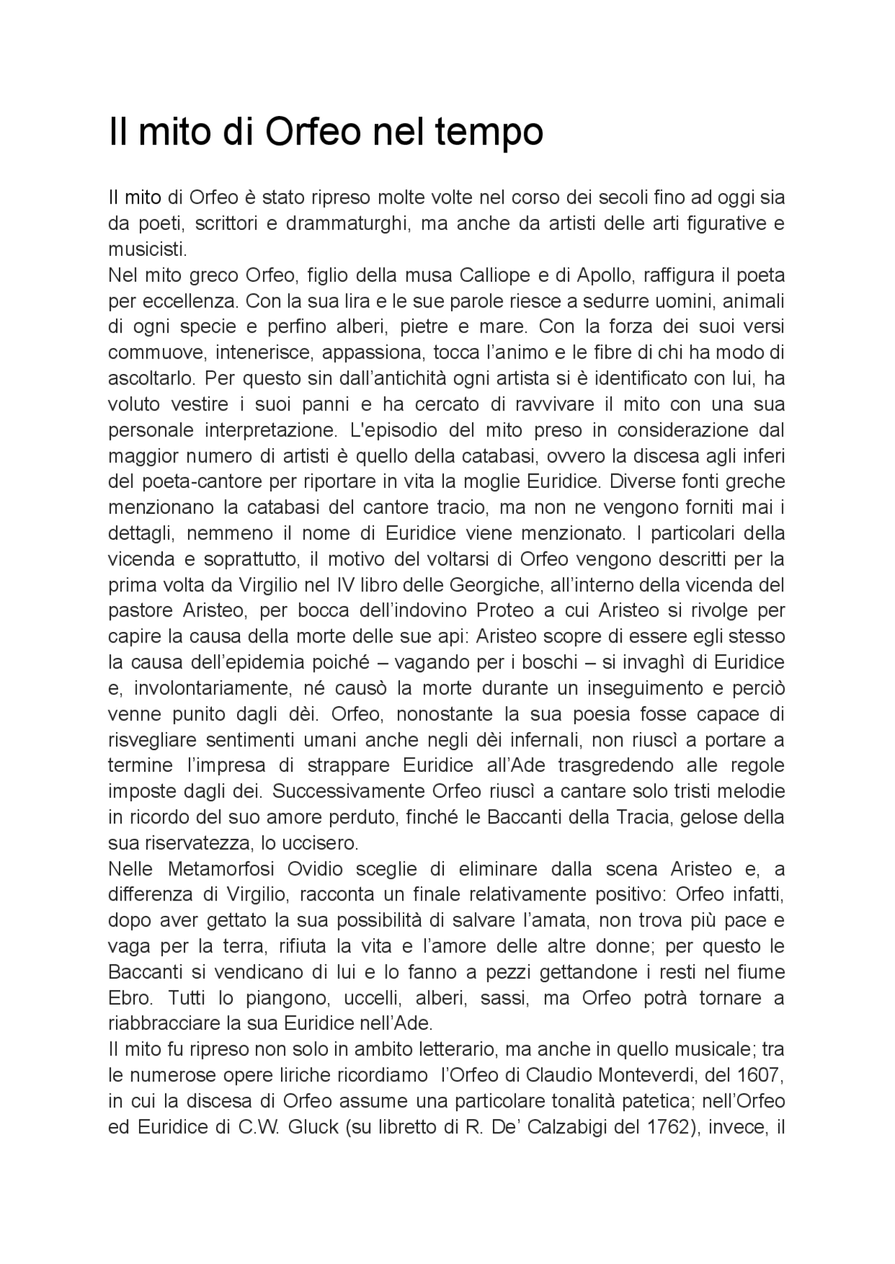 Il mito di Orfeo nel tempo | Guide, Progetti e Ricerche di Italiano ...