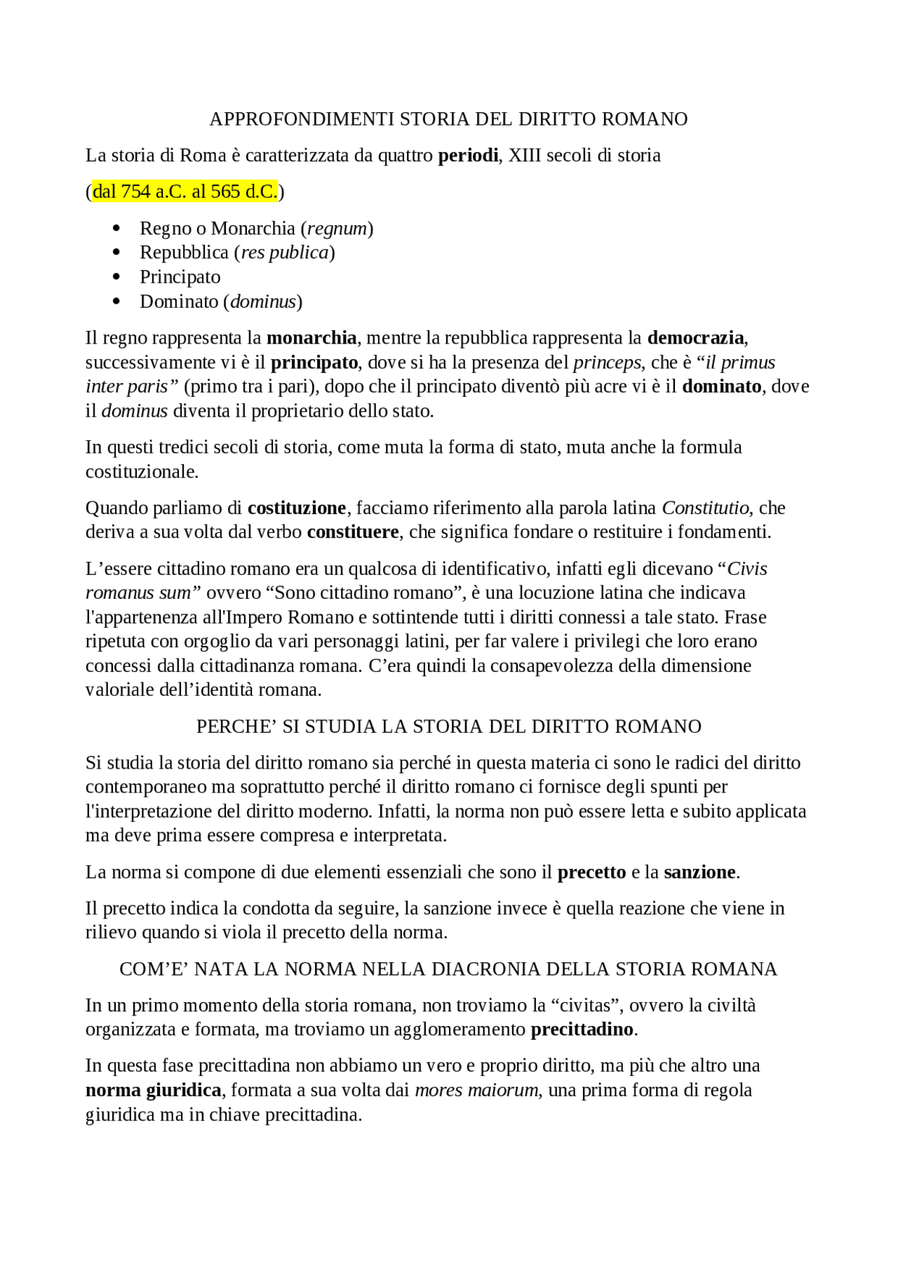 Approfondimenti storia del diritto romano | Schemi e mappe concettuali ...
