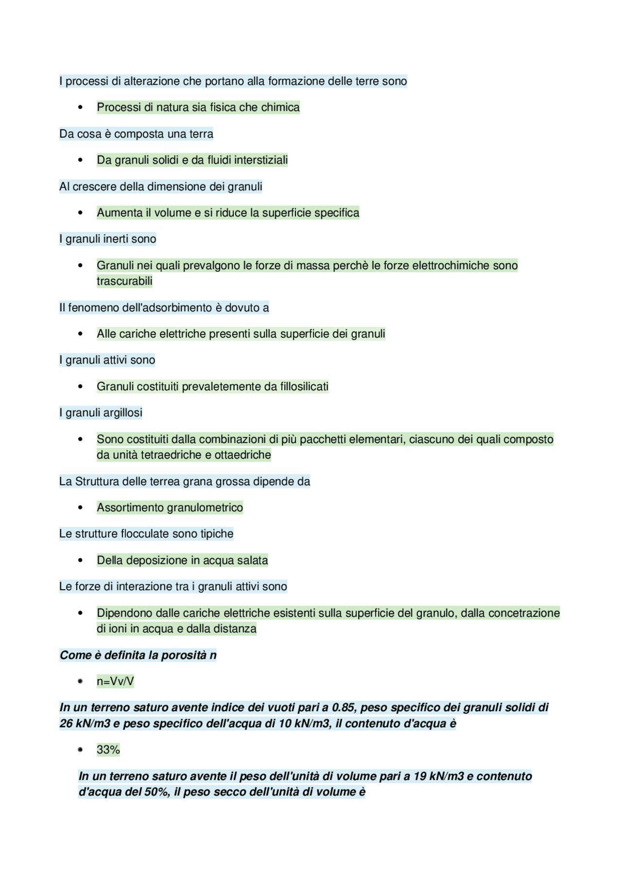 Test Di Preparazione Appunti Di Geotecnica Docsity