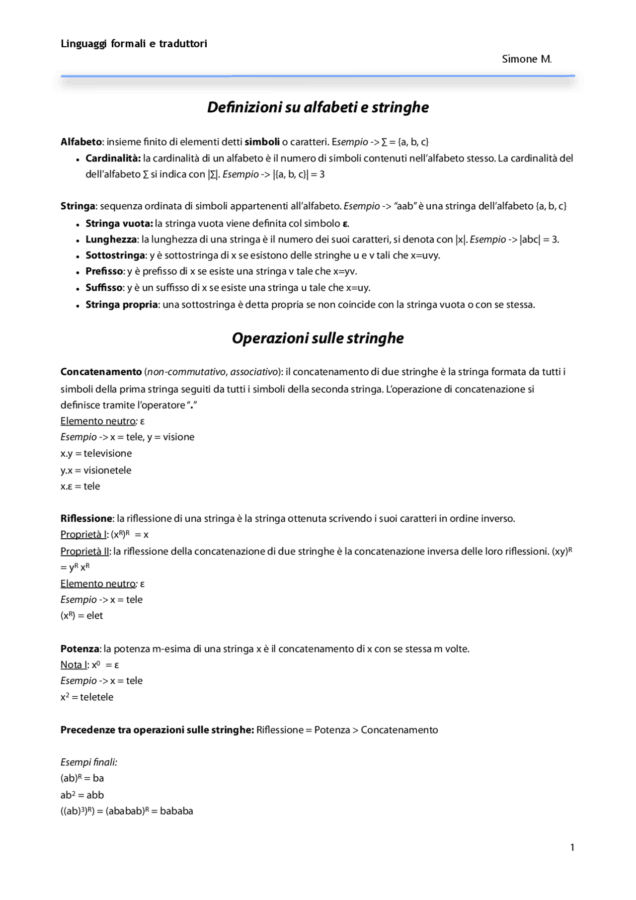 Linguaggi Formali E Traduttori Appunti Appunti Di Fondamenti Di