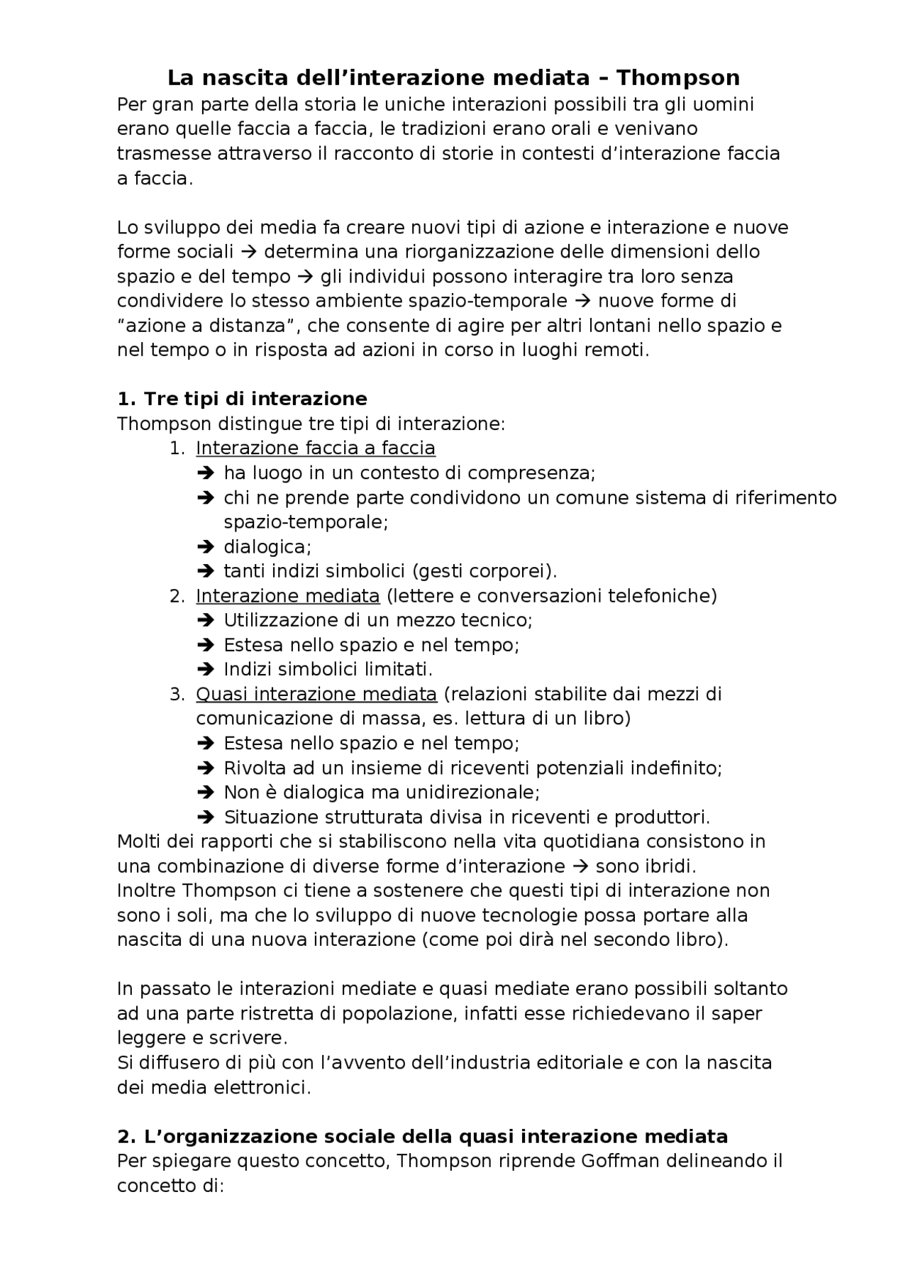 Riassunto della nascita dell'interazione mediata di Thompson | Sintesi ...