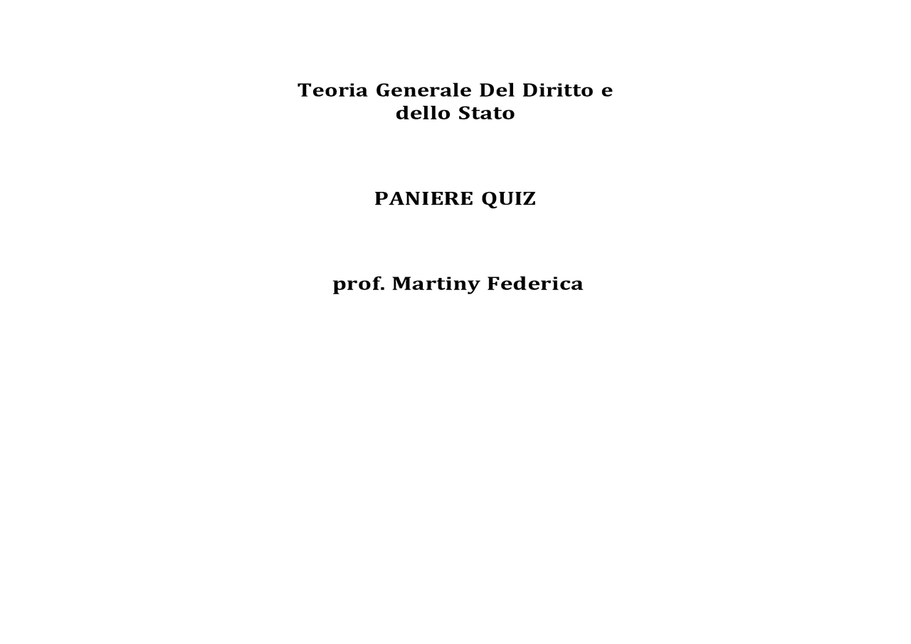 Paniere Teoria Generale Del Diritto E Dello Stato Prof Martiny Quiz