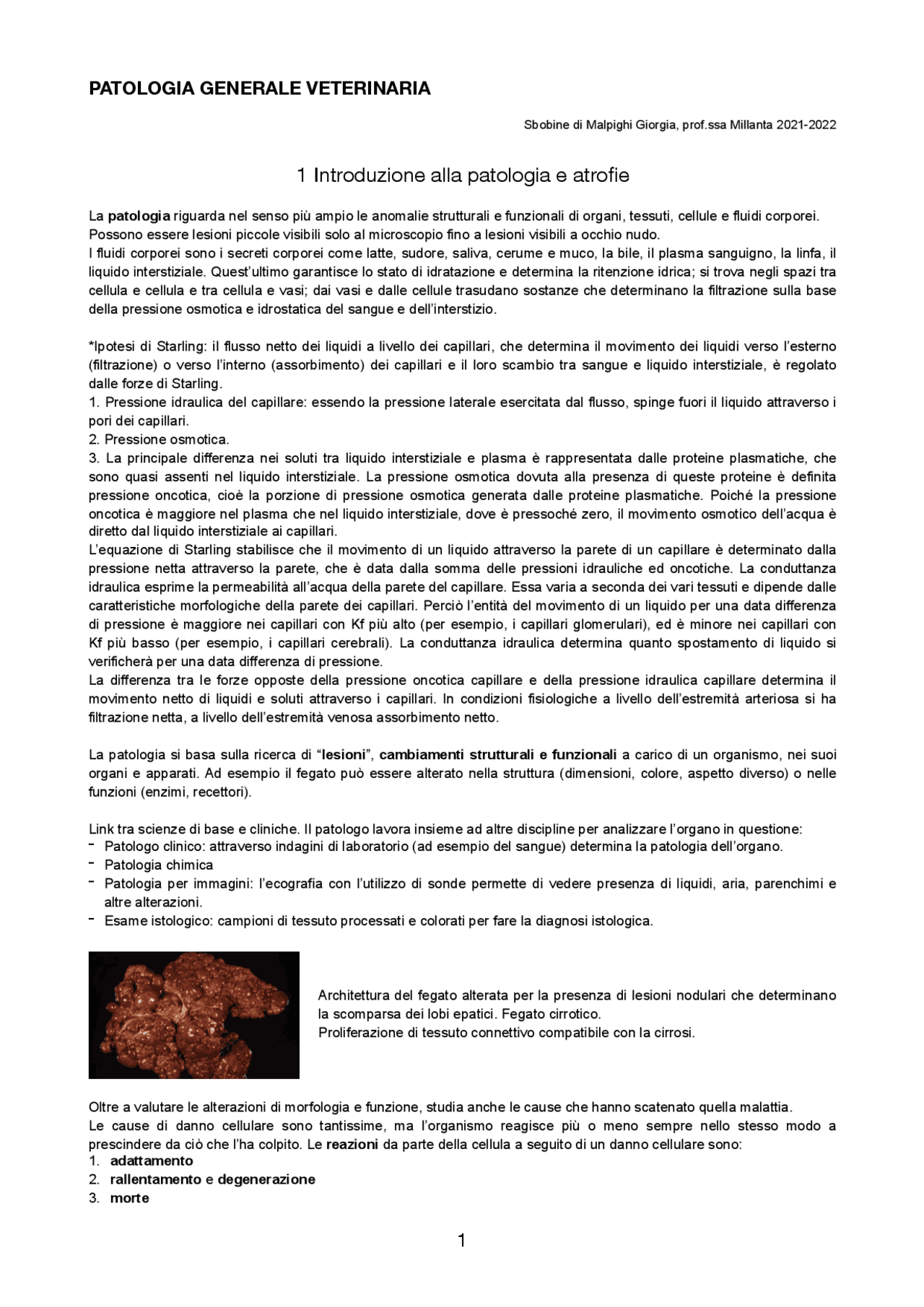 Patologia generale comparata | Sbobinature di Patologia Generale | Docsity