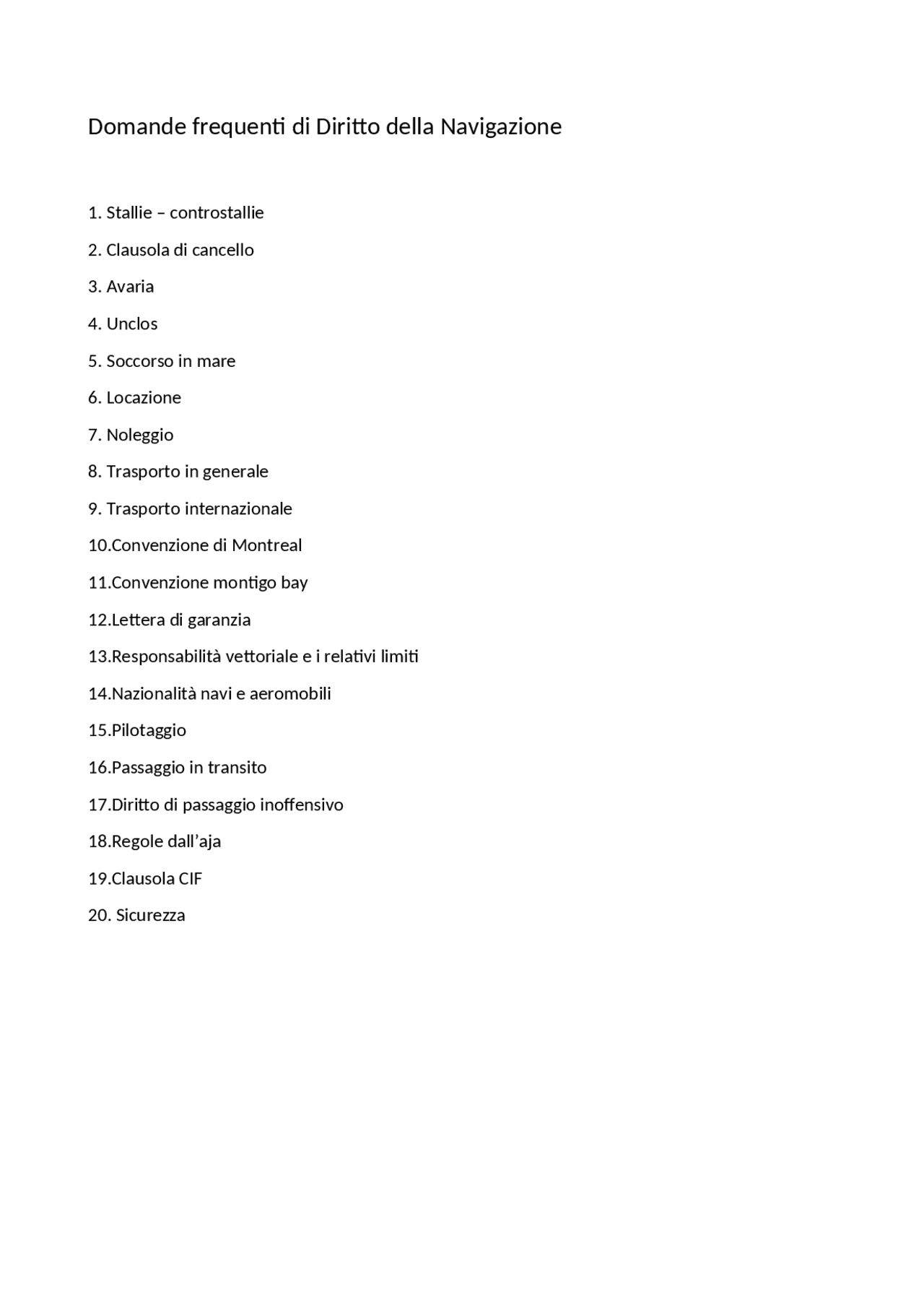 Domande Esame Diritto Della Navigazione Prove Desame Di Diritto