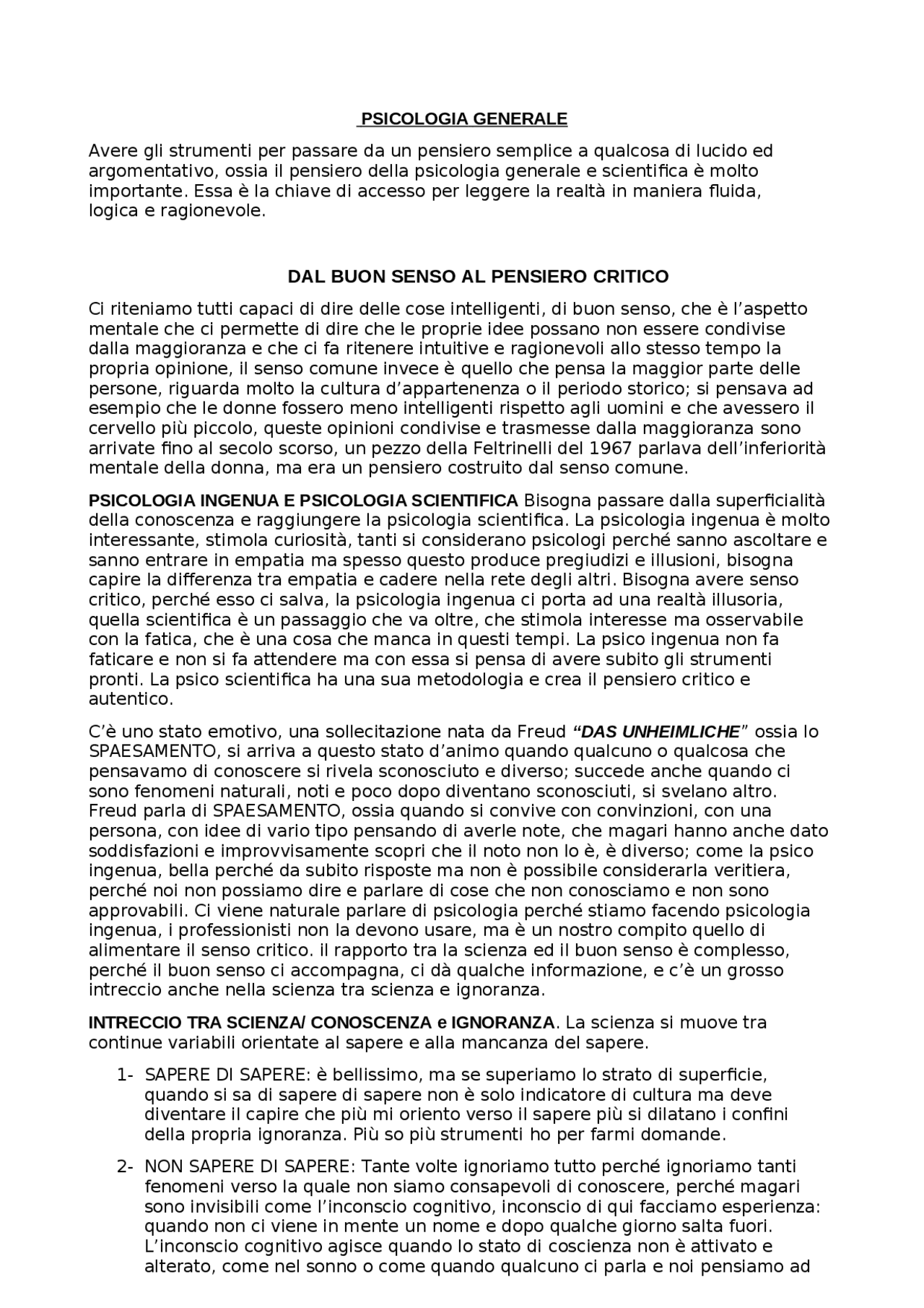 Appunti Completi Lezioni Appunti Di Psicologia Generale Docsity