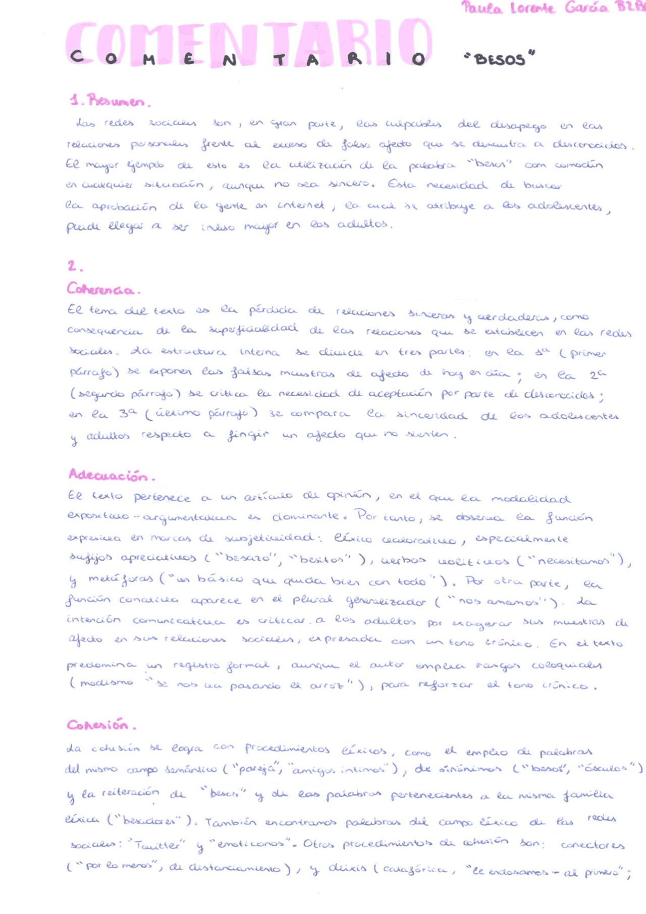 Comentarios Texto Tipo Ebau Ejercicios De Lengua Y Literatura Docsity