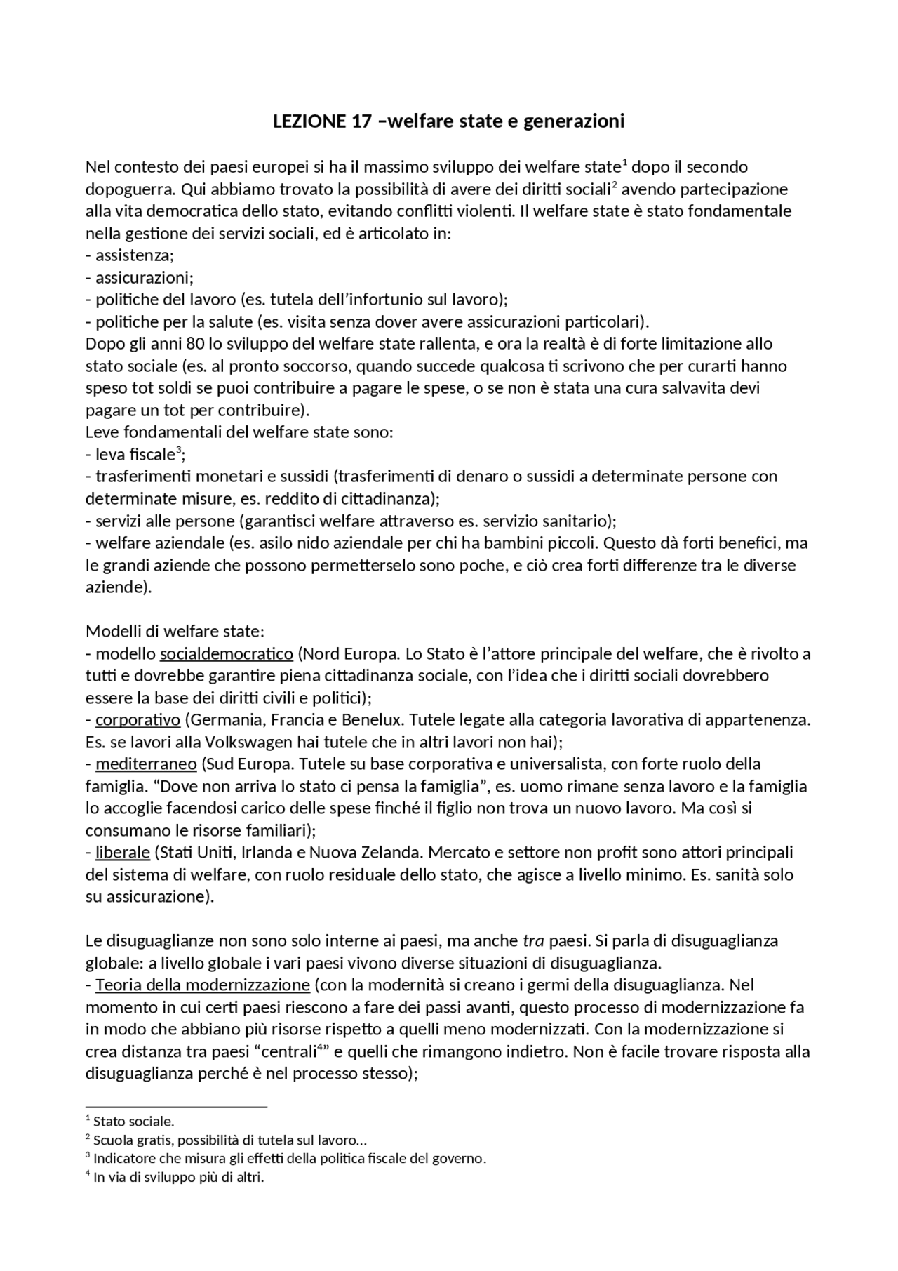 Welfare State E Generazioni Appunti Di Sociologia Docsity