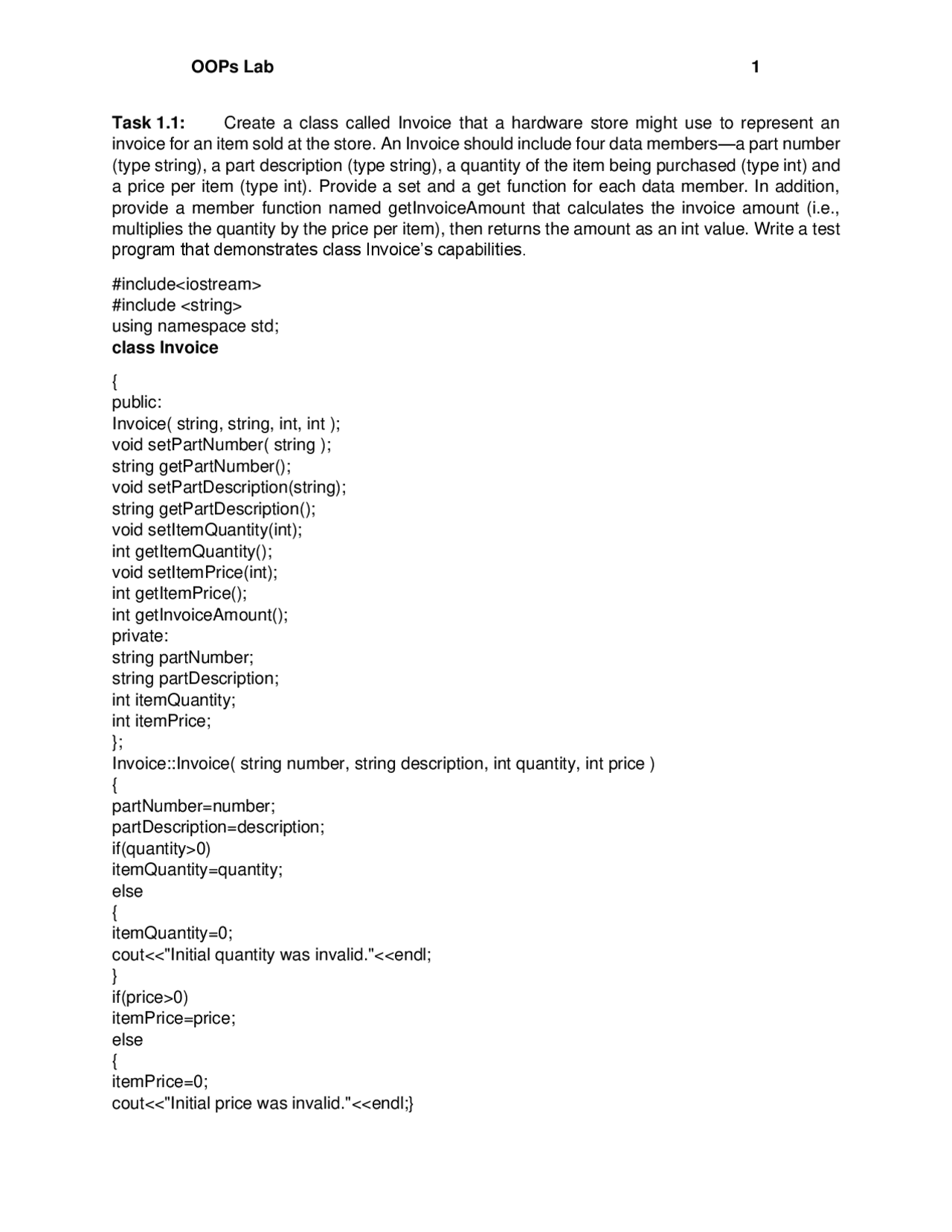 OOPs Lab Manual With Complete Solution in C++ and Python | Lab Reports Object Oriented ...