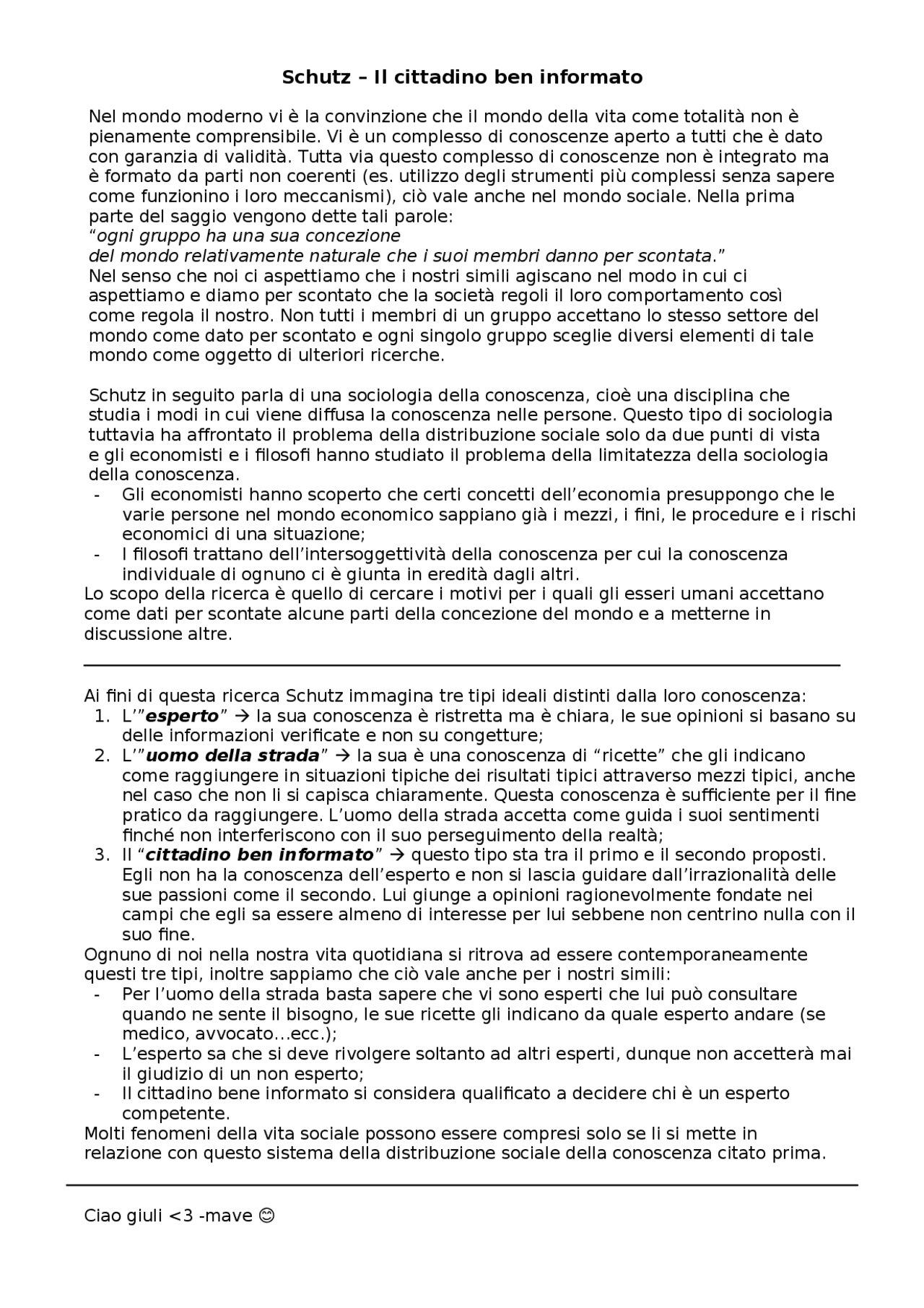 Riassunto il cittadino ben informato di Schutz | Sintesi del corso di ...