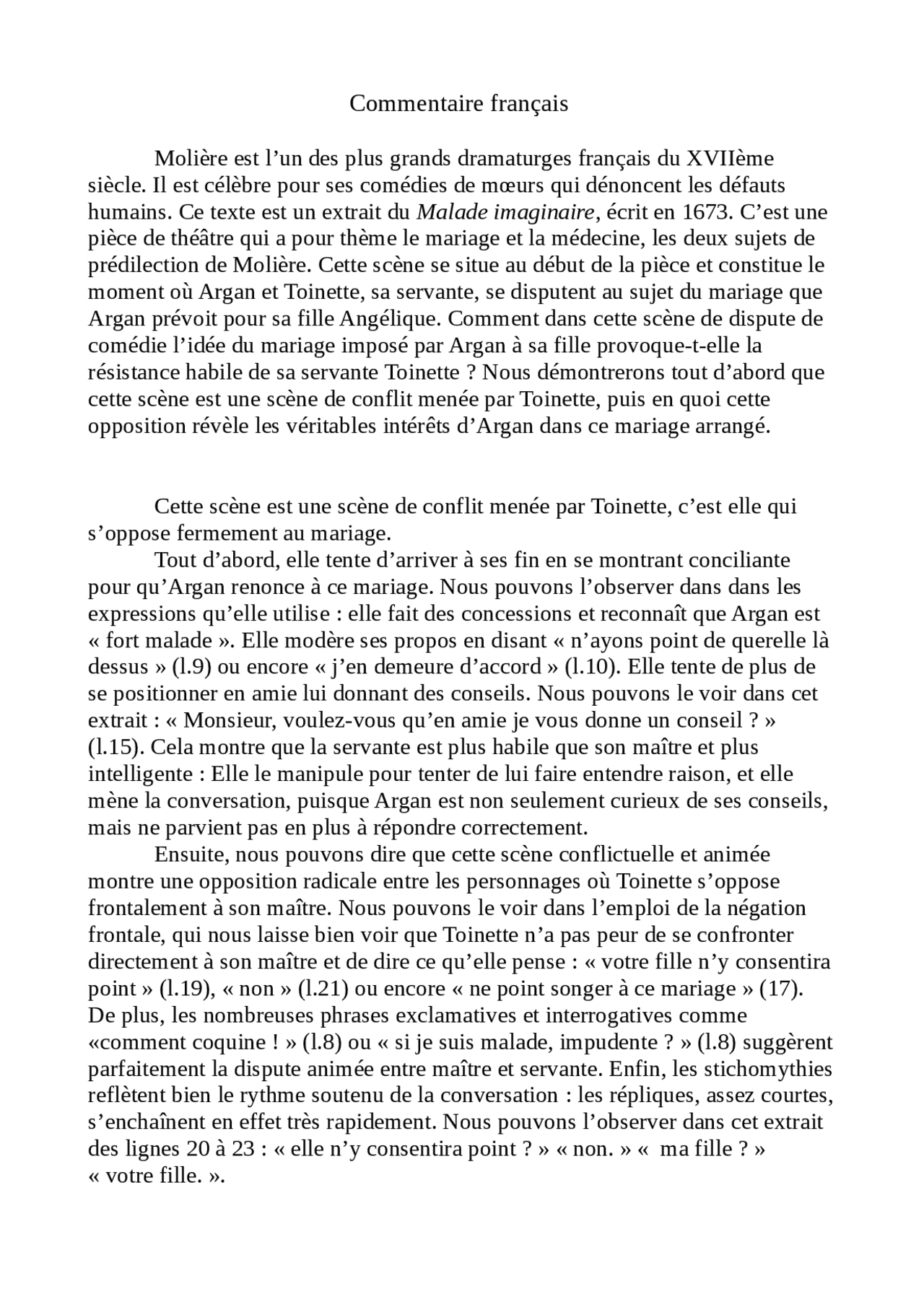 Commentaire de texte acte I scène 5 du Malade Imaginaire | Lectures ...