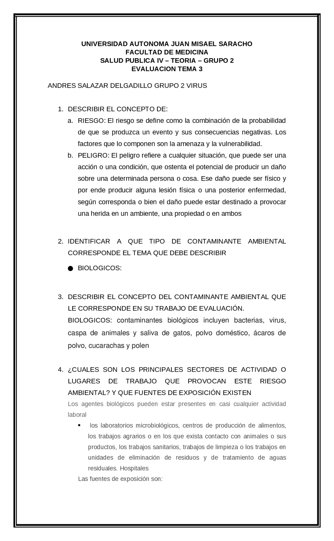 Concepto Del Contaminante Ambiental Exámenes De Salud Pública Docsity