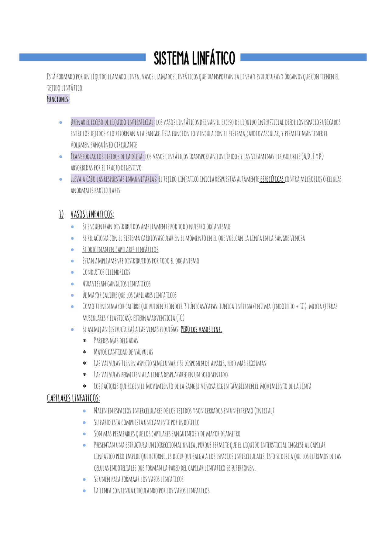 Resumen Sistema LinfÁtico Resúmenes De Anatomía Docsity