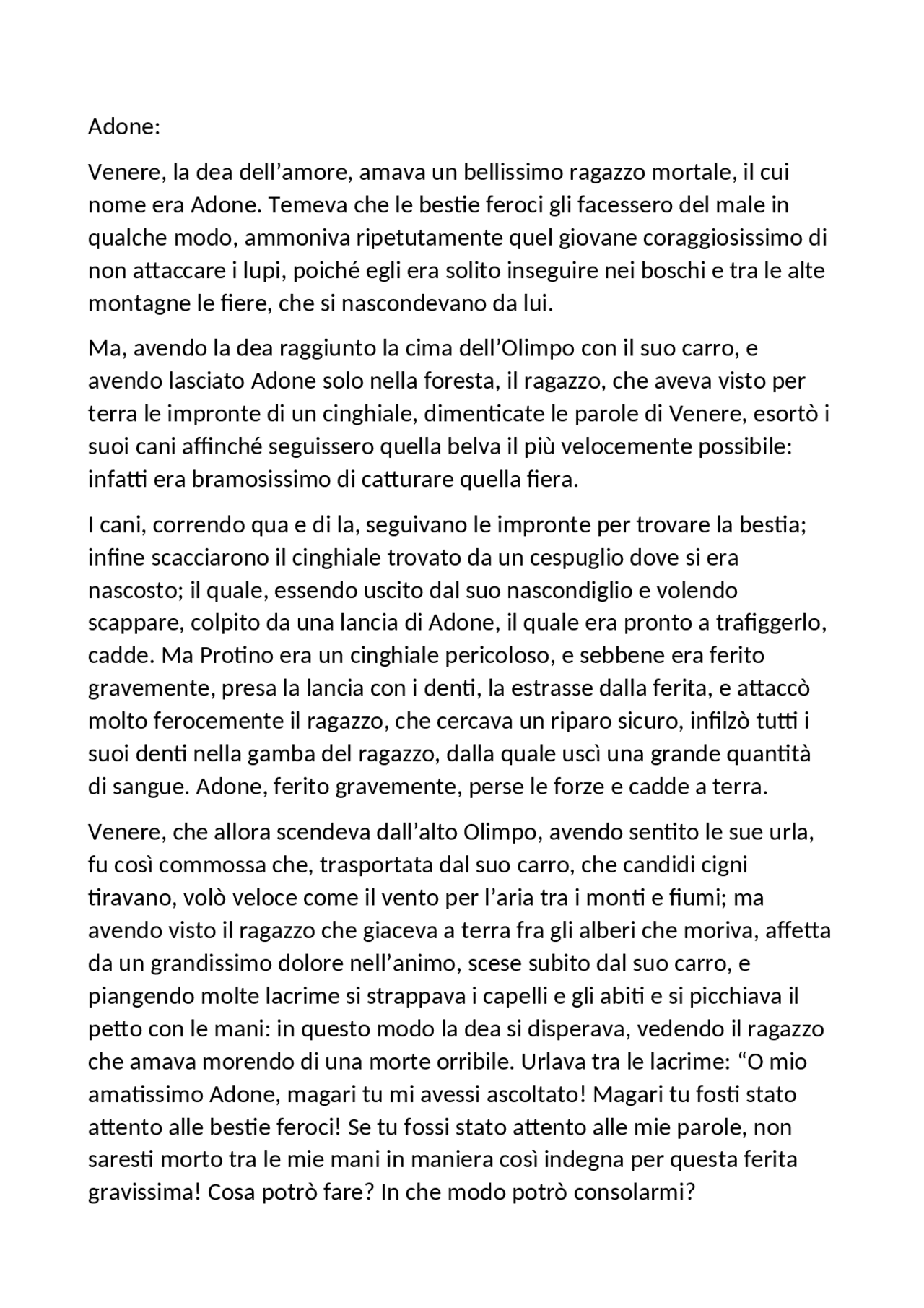 Traduzione Fabule Syrae Adone Versioni Di Latino Docsity