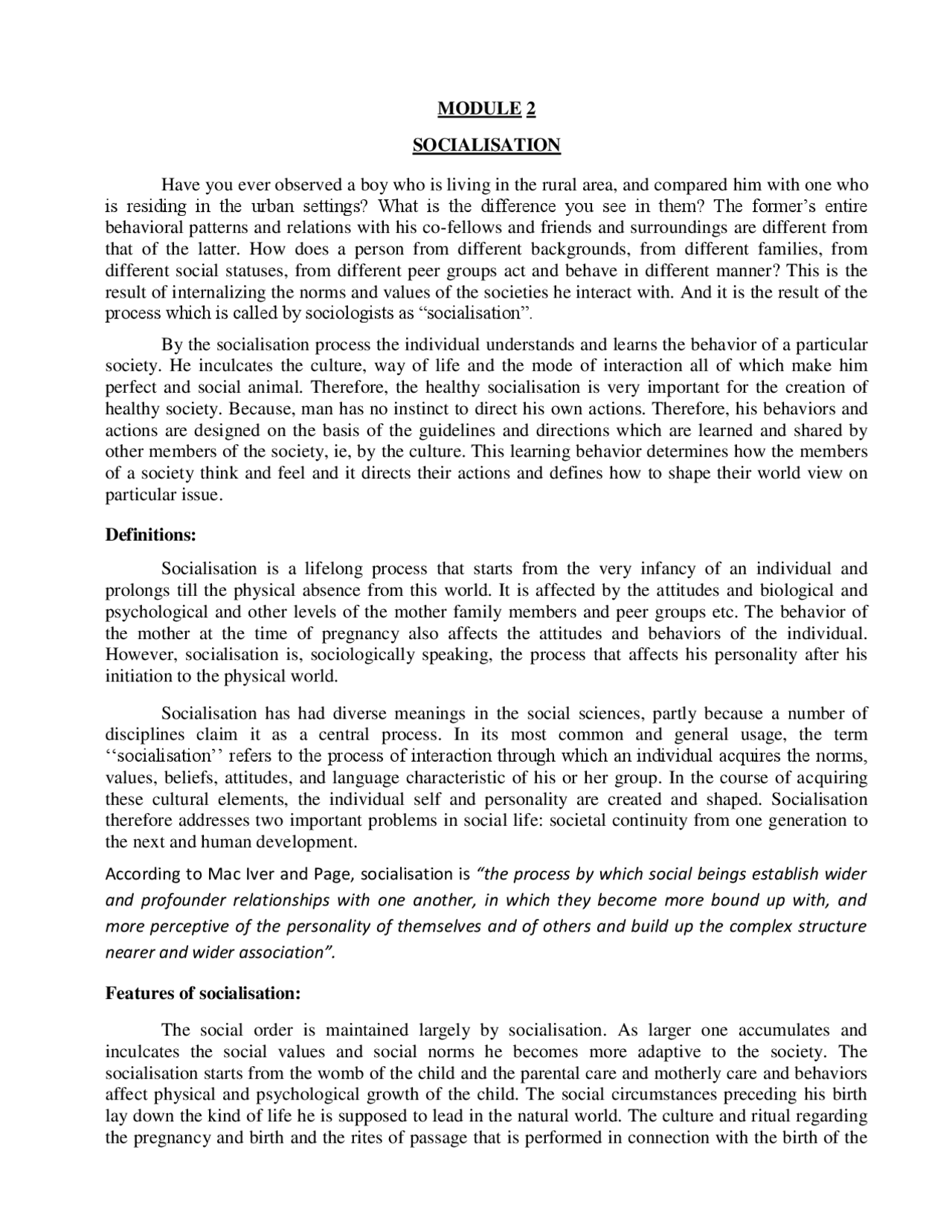 Introduction to Sociology | Study notes Sociology | Docsity