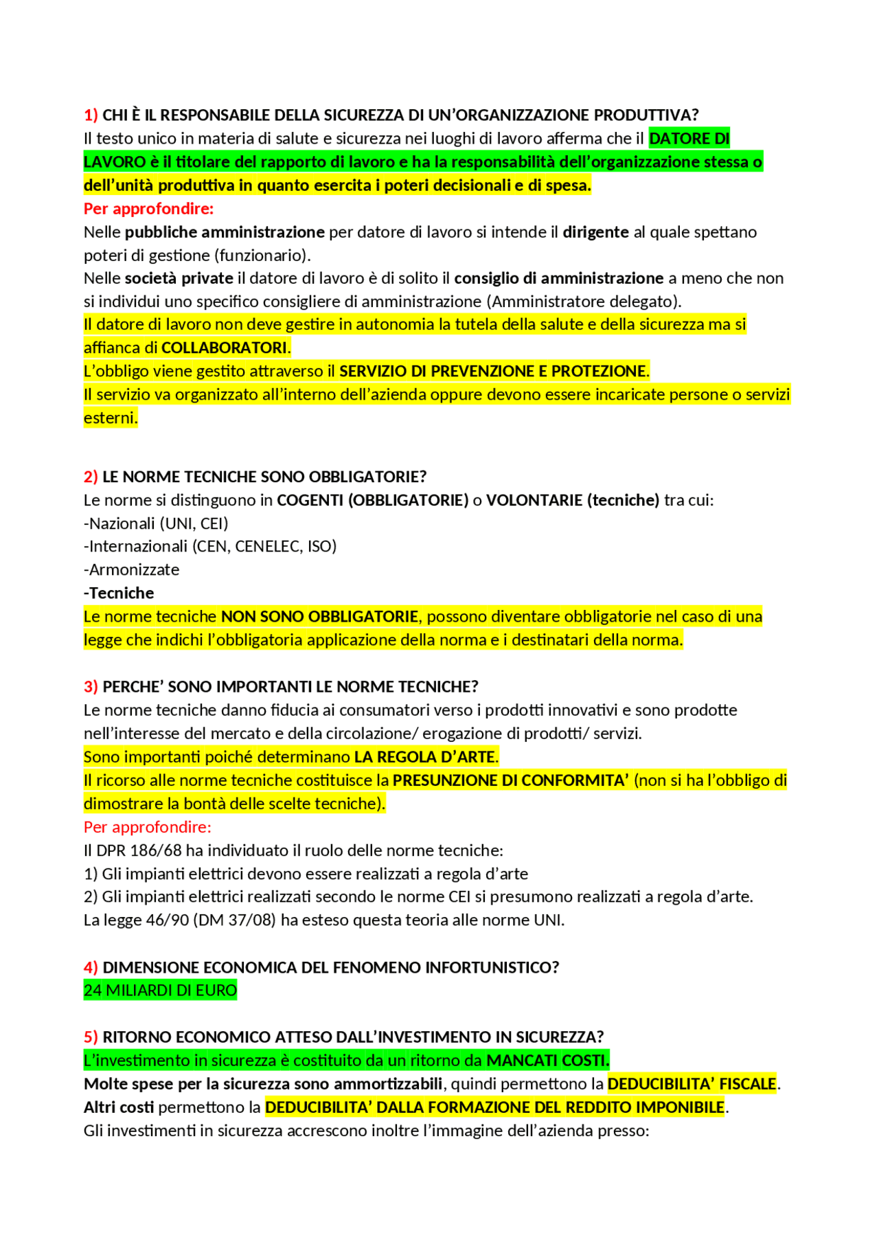 Domande Svolgimento Esame Gestione Della Sicurezza Schemi E Mappe