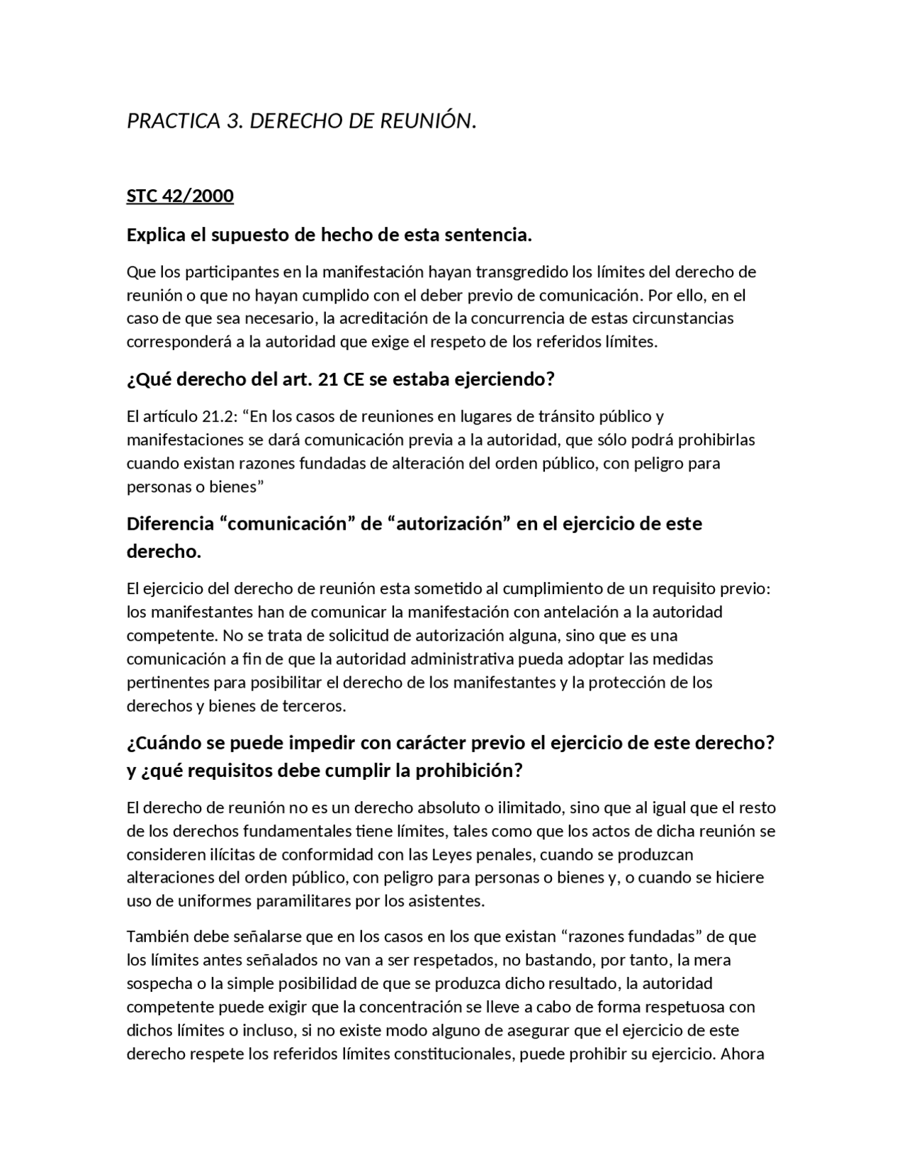 Practicas Derecho Constitucional Ejercicios De Derecho Constitucional