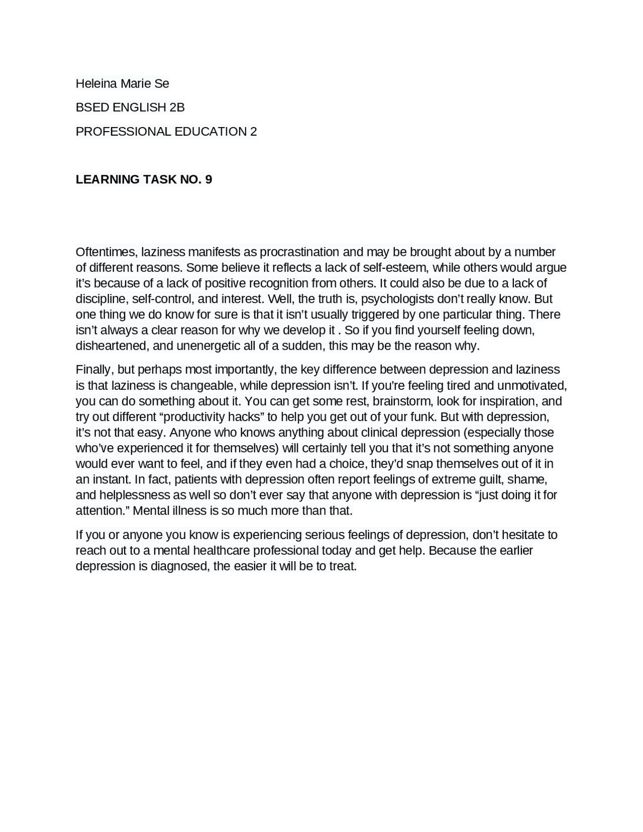 Learning task in professional education | Essays (high school) Law | Docsity