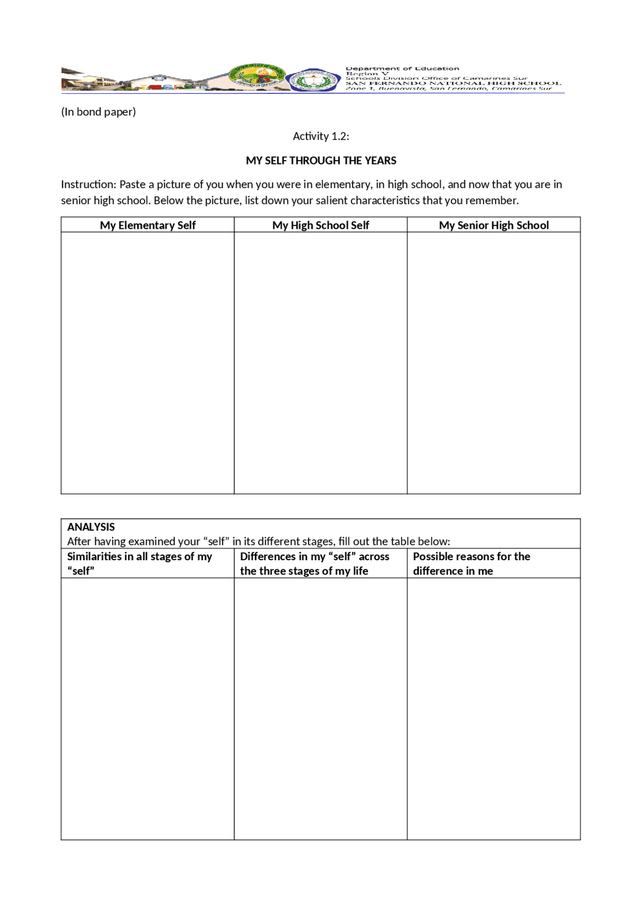 Personal Development Exercises Performing Arts Docsity