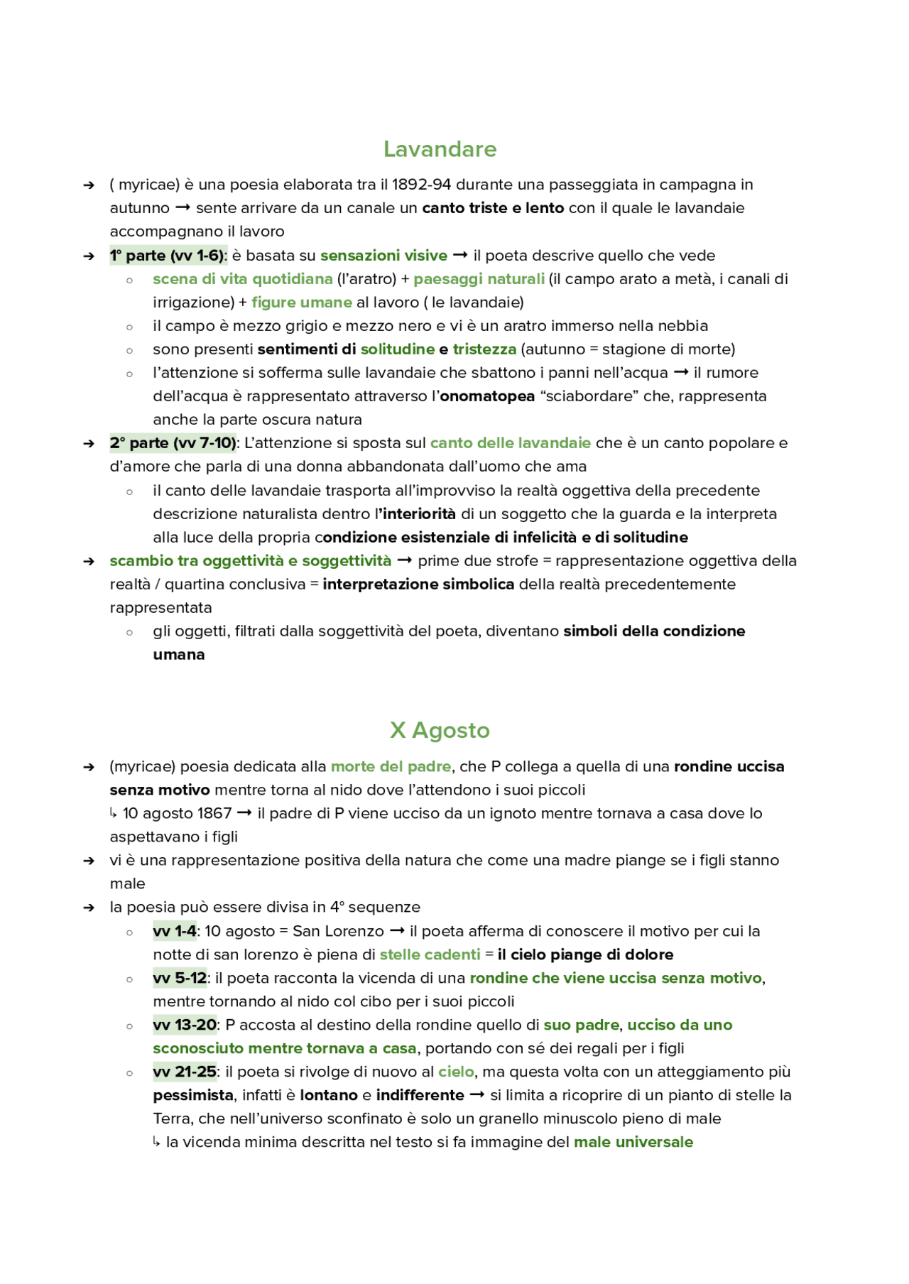 Pascoli Testi Di Mirycae Schemi E Mappe Concettuali Di Italiano