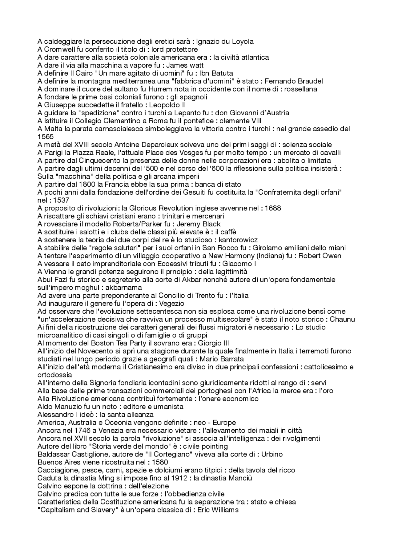 Domande E Risposte Storia Moderna Prove Desame Di Storia Moderna