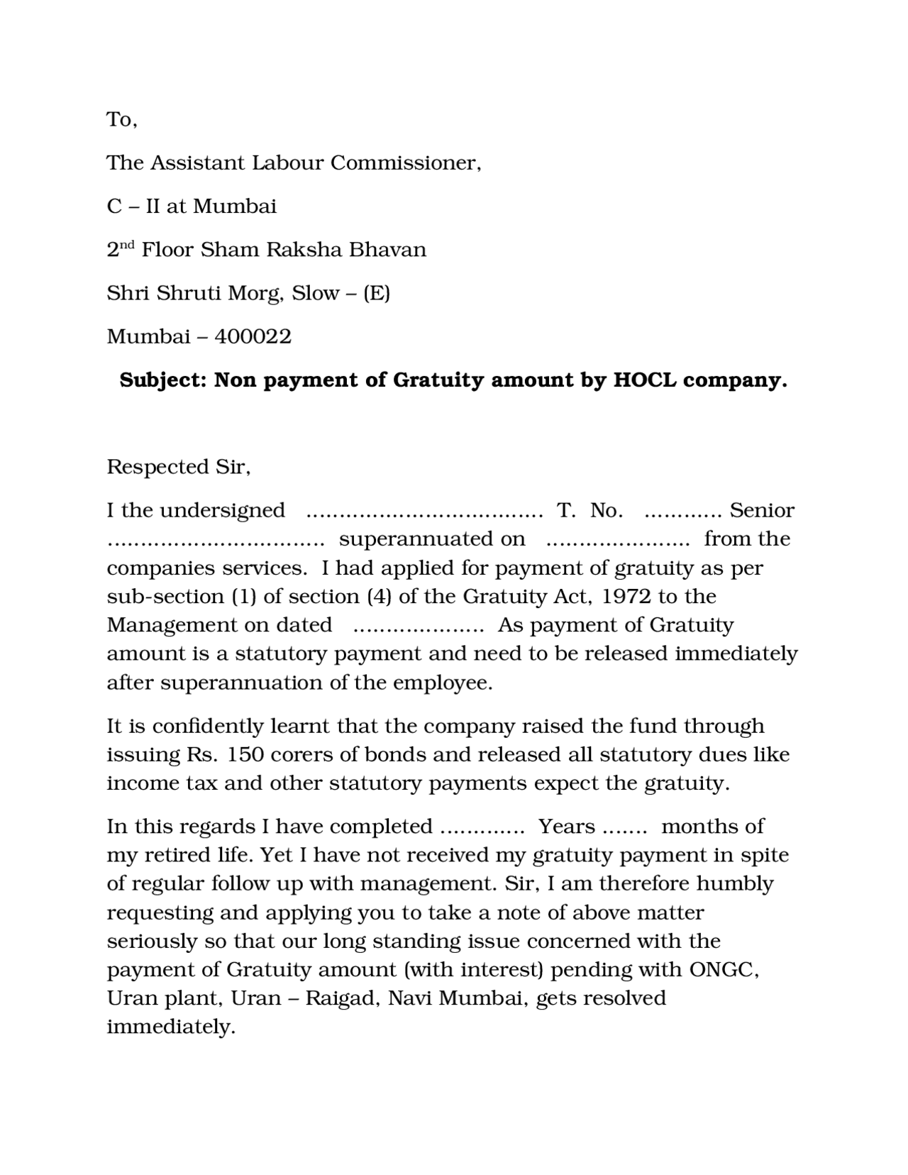 Complete details of labour court formalities and corns for the purpose ...