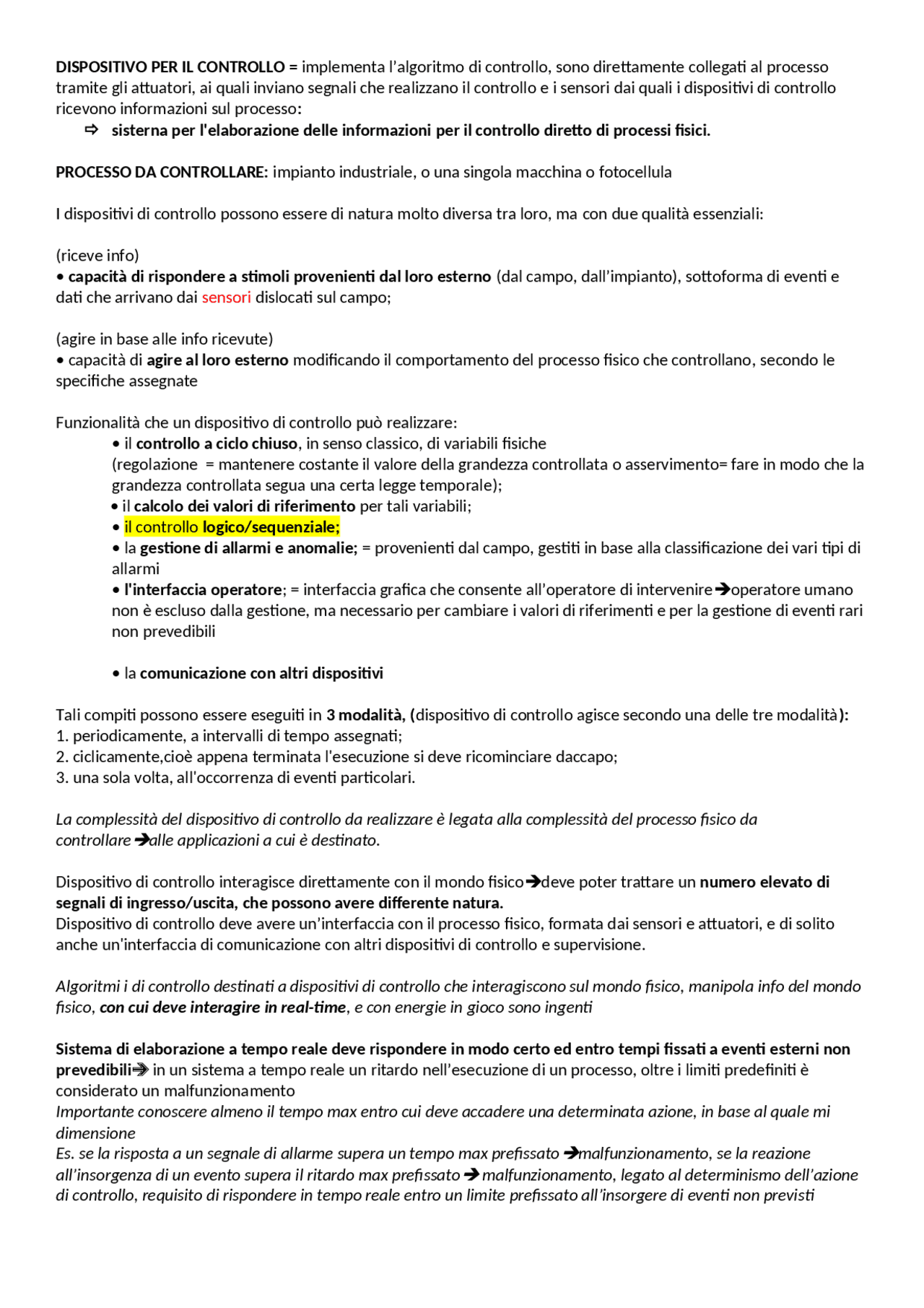 Dispositivi Di Controllo Appunti Di Controllo Di Gestione Docsity