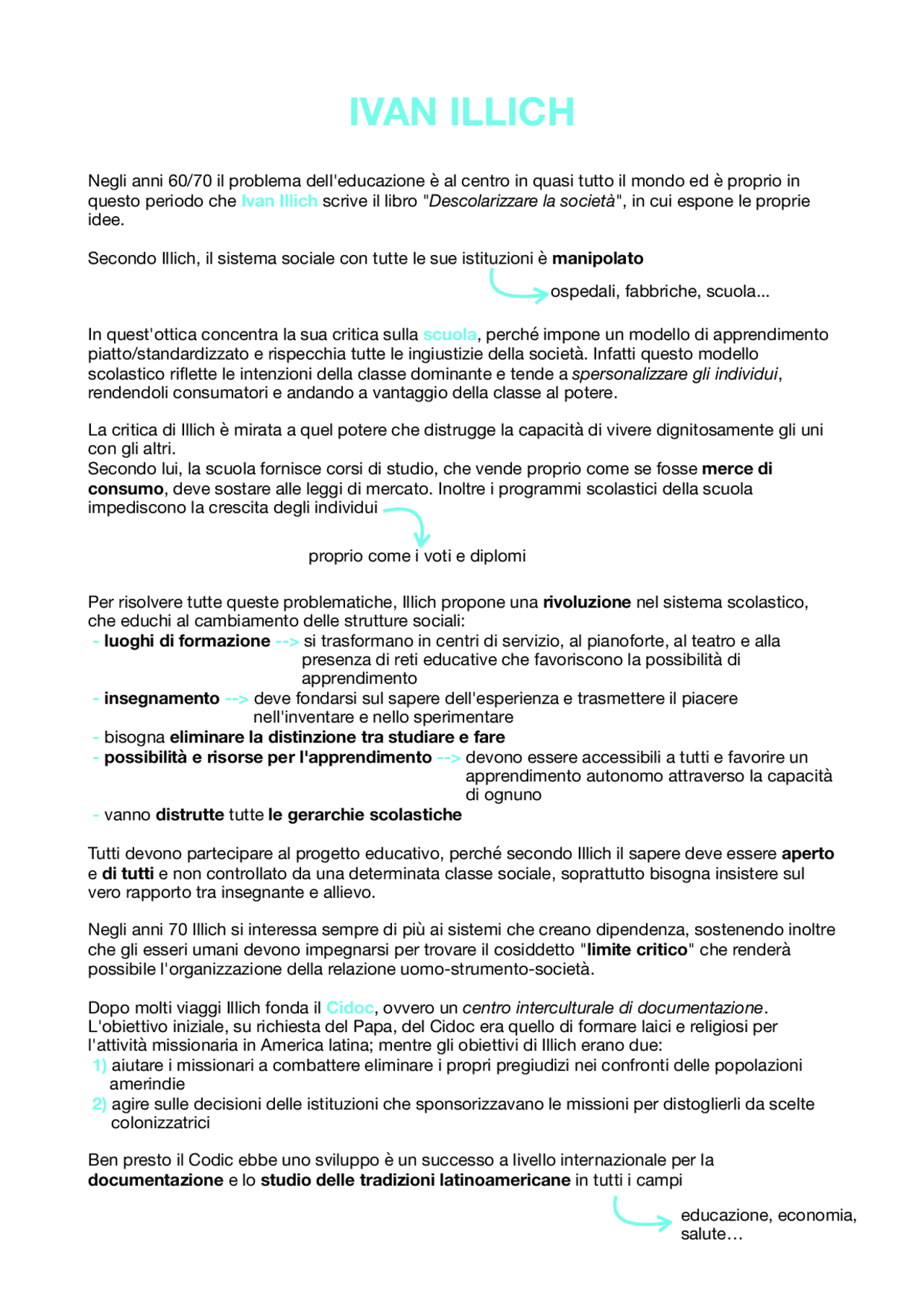 Ivan Illich mappa concettuale | Schemi e mappe concettuali di Scienze ...