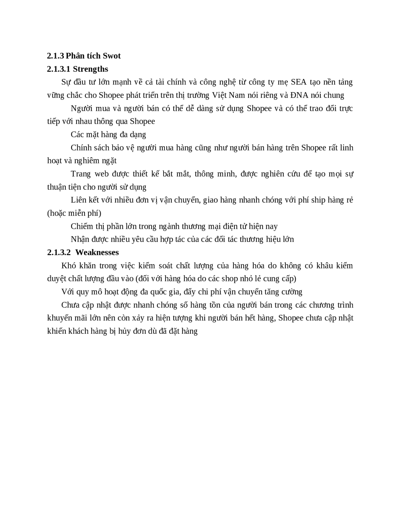 Phân Tích Swot Của Doanh Nghiệp Summaries Economics Docsity