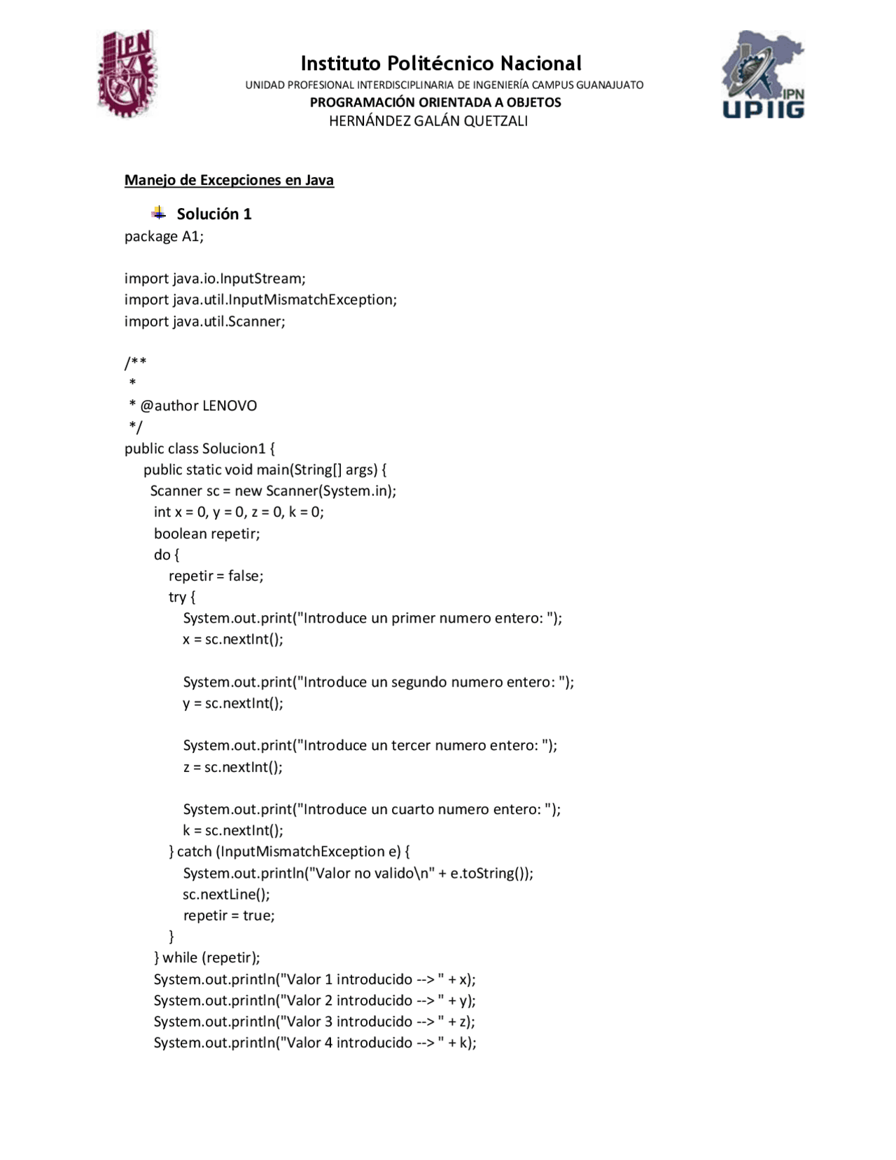 Manejo De Excepciones En Java Ejercicios De Programación Orientada A