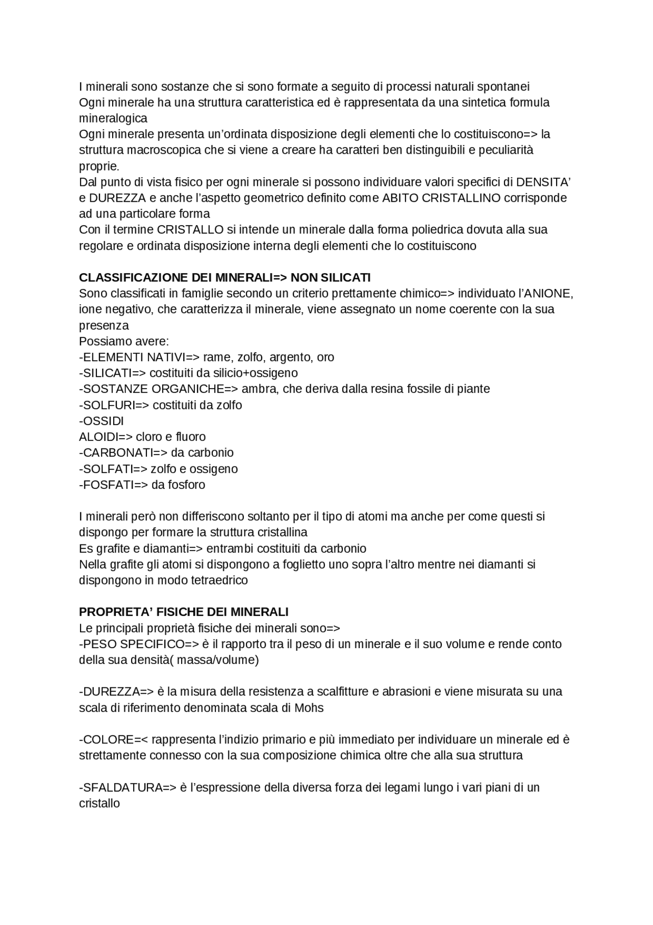 I Minerali Principali Caratteristiche Schemi E Mappe Concettuali Di