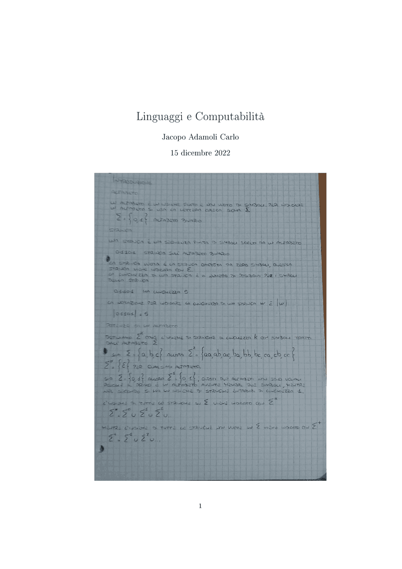 Linguaggi E Computabilità Appunti Di Tecniche E Linguaggi Di