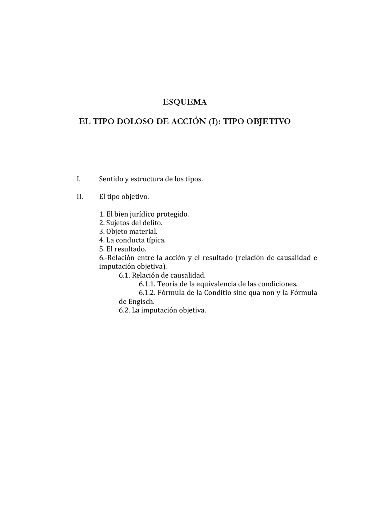 Esquema Del Tipo Objetivo Resúmenes De Derecho Penal Docsity
