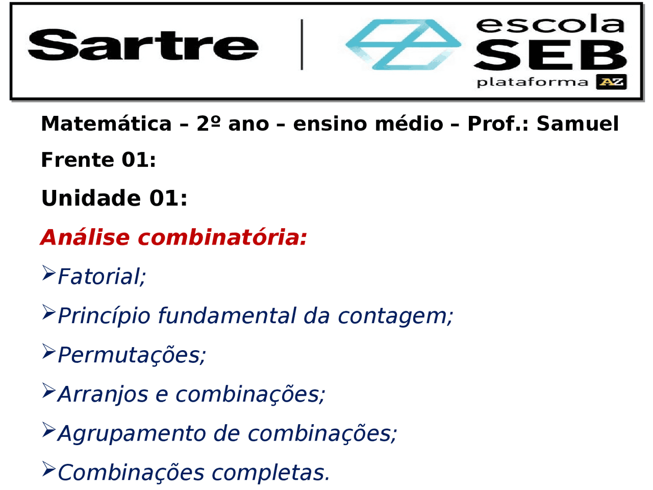Análise Combinatória Esquemas Matemática Docsity